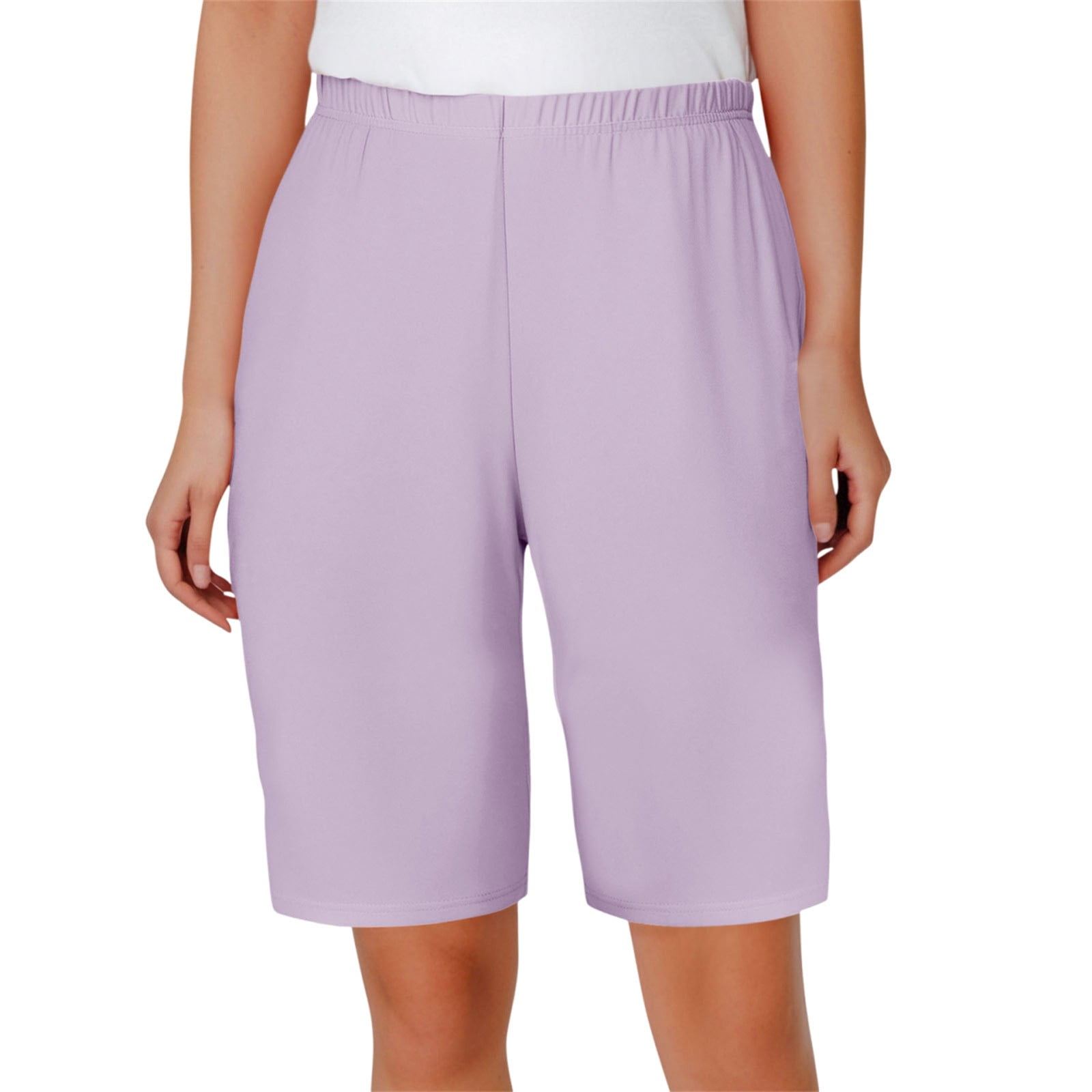Biziza Purple Bermuda Shorts for Women High Waisted Slim Fit Plus Size ...