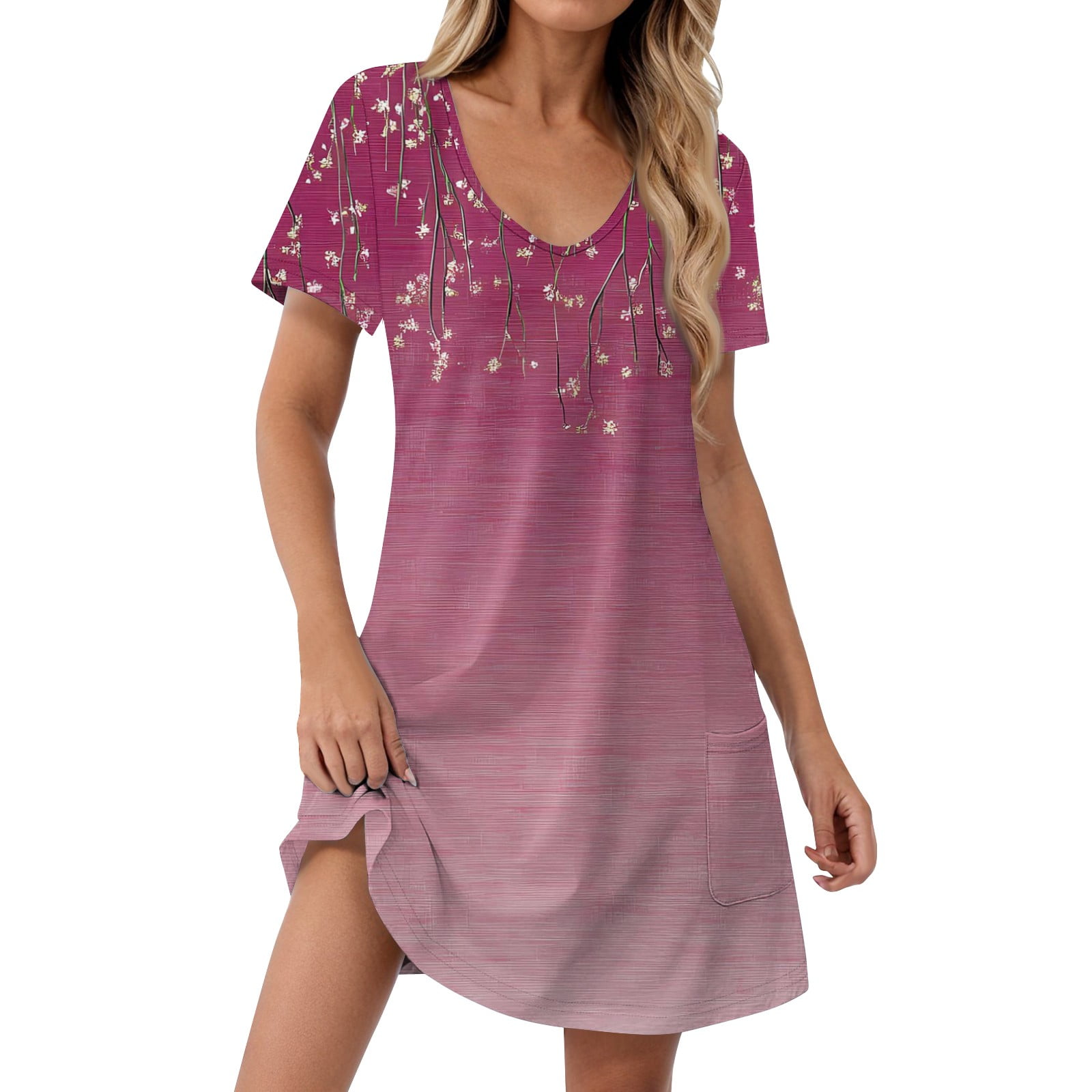Biziza Purple Summer Dresses Women Fashion 2025 Short Sleeve Beach ...