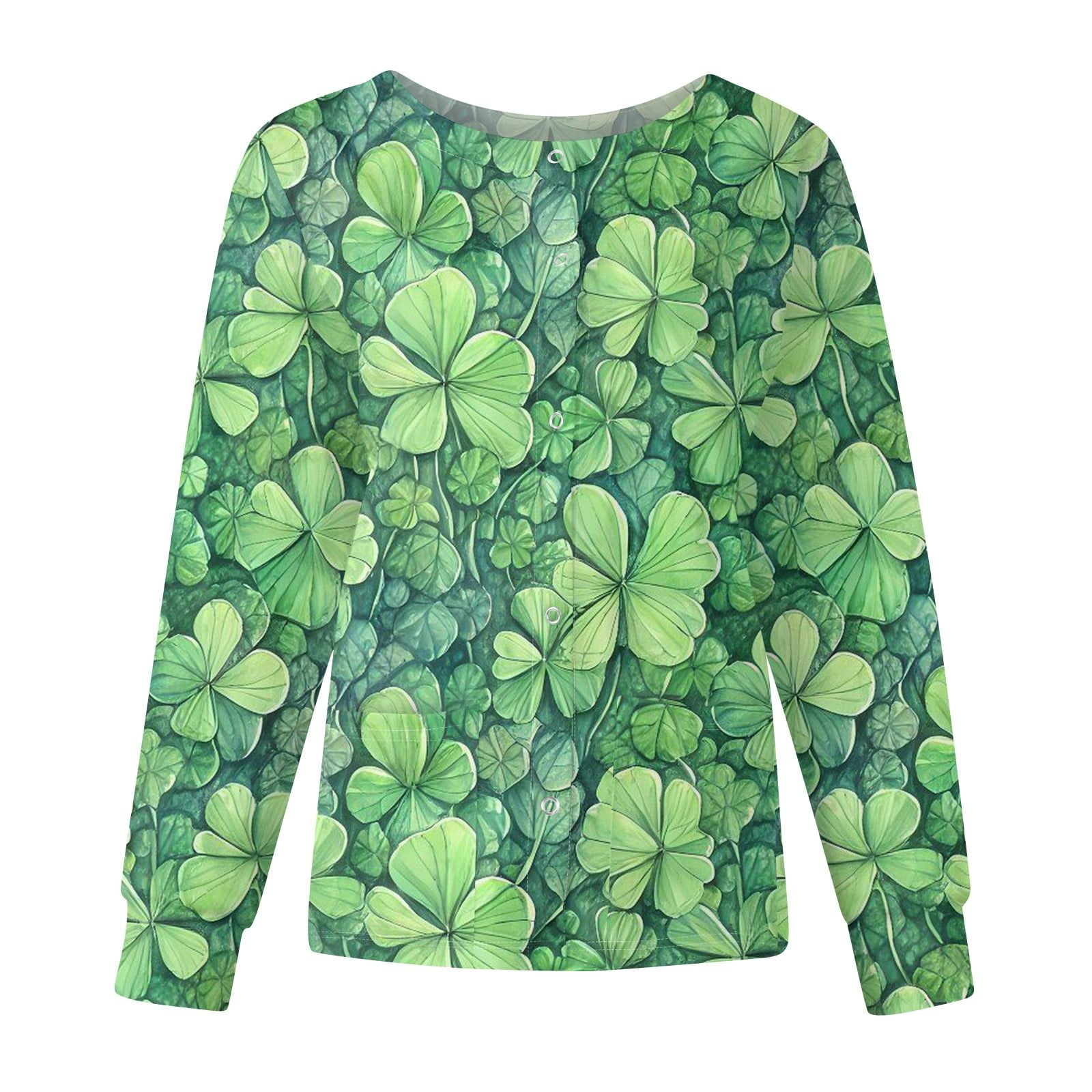 Biziza Shamrock Nurse Uniform St Patricks Day Women Button Down Green ...
