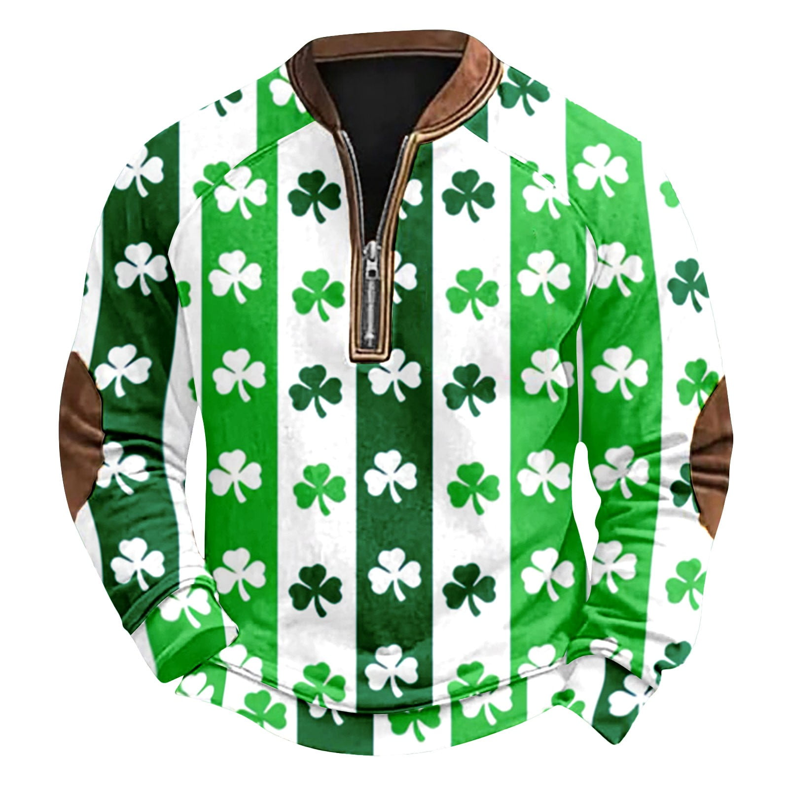 Biziza Shamrock Sweatshirt St Patricks Day Men Workout Vintage Knit 2025 Quarter Zip Pullover ...