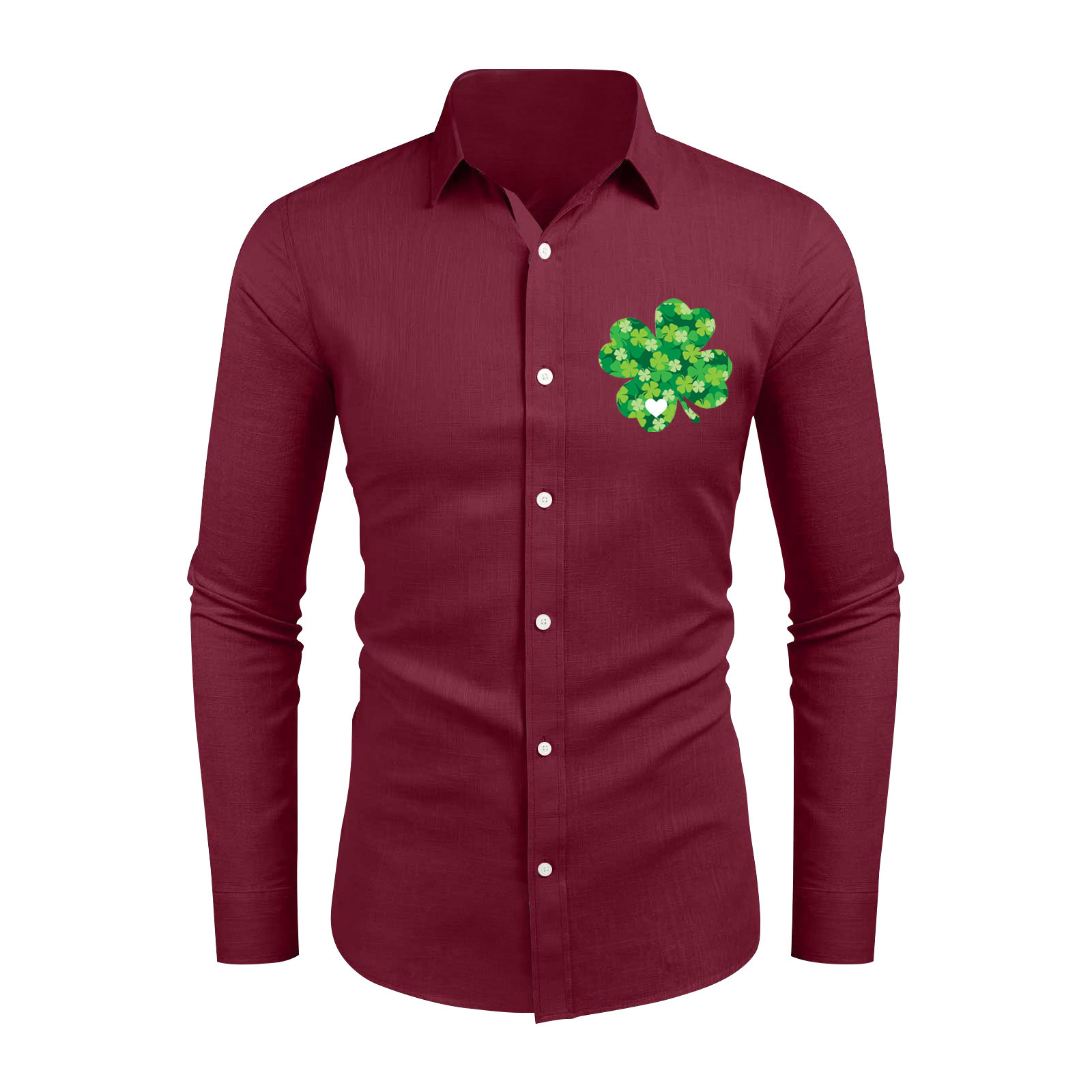 Biziza St Patricks Day 2025 Button Down Shirts for Men Loose Spring Shamrock Long Green Stretch ...