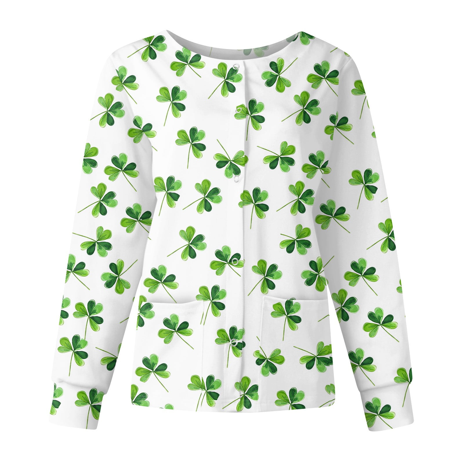 Biziza St Patricks Day 2025 Scrub Jackets for Women Long Button Down ...