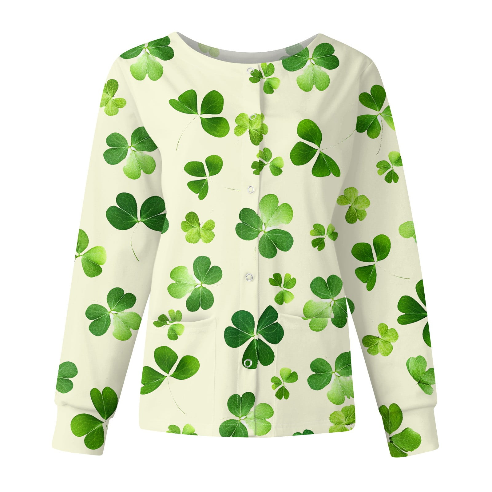 Biziza St Patricks Day 2025 Scrub Jackets for Women Long Button Down ...