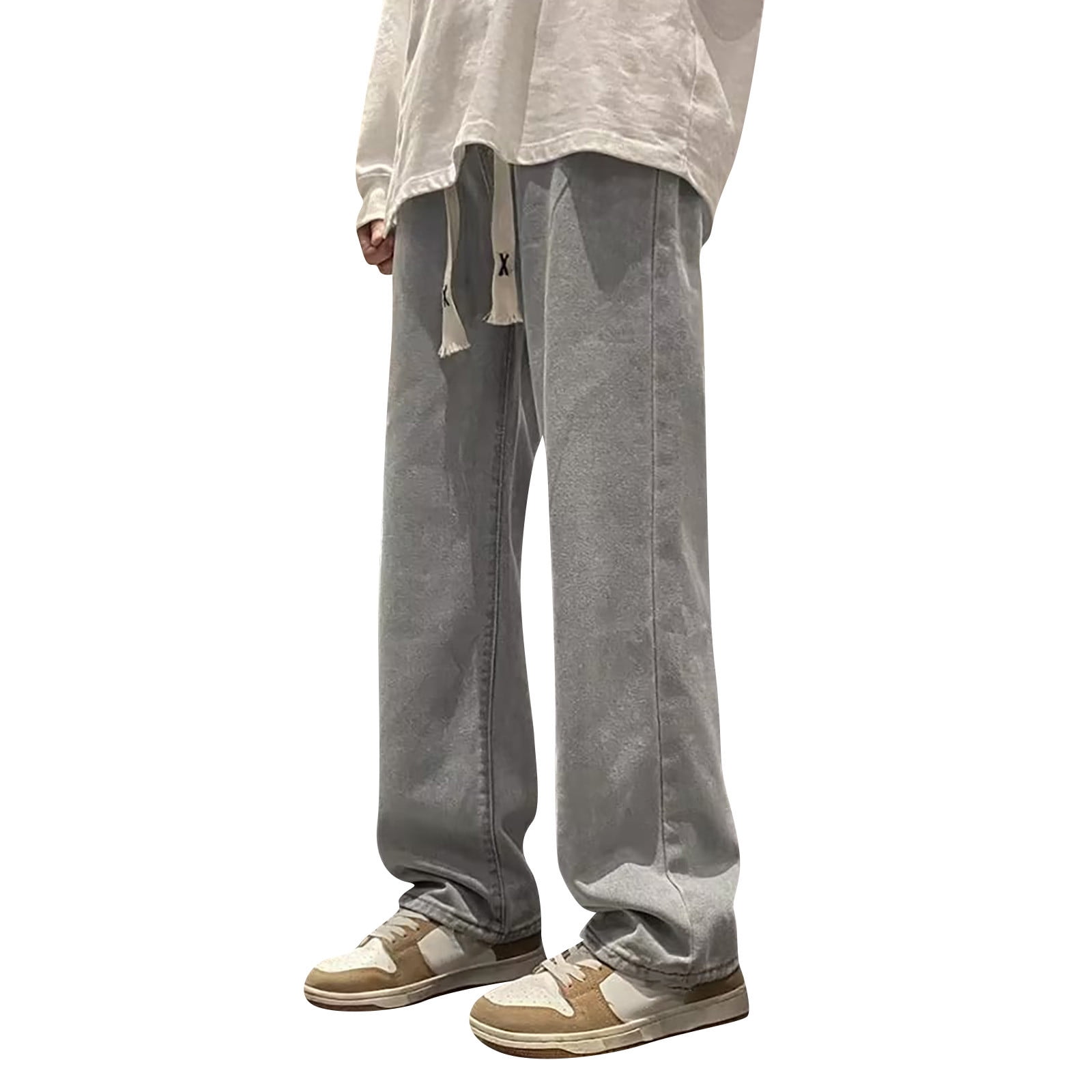 Biziza Straight Leg Jeans for Men Trendy Hiking Blue Loose Workout ...