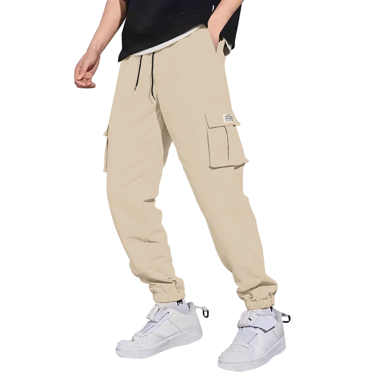 Biziza Trendy Cargo Pants for Men Beige Loose Long 2025 2025 Cinch ...