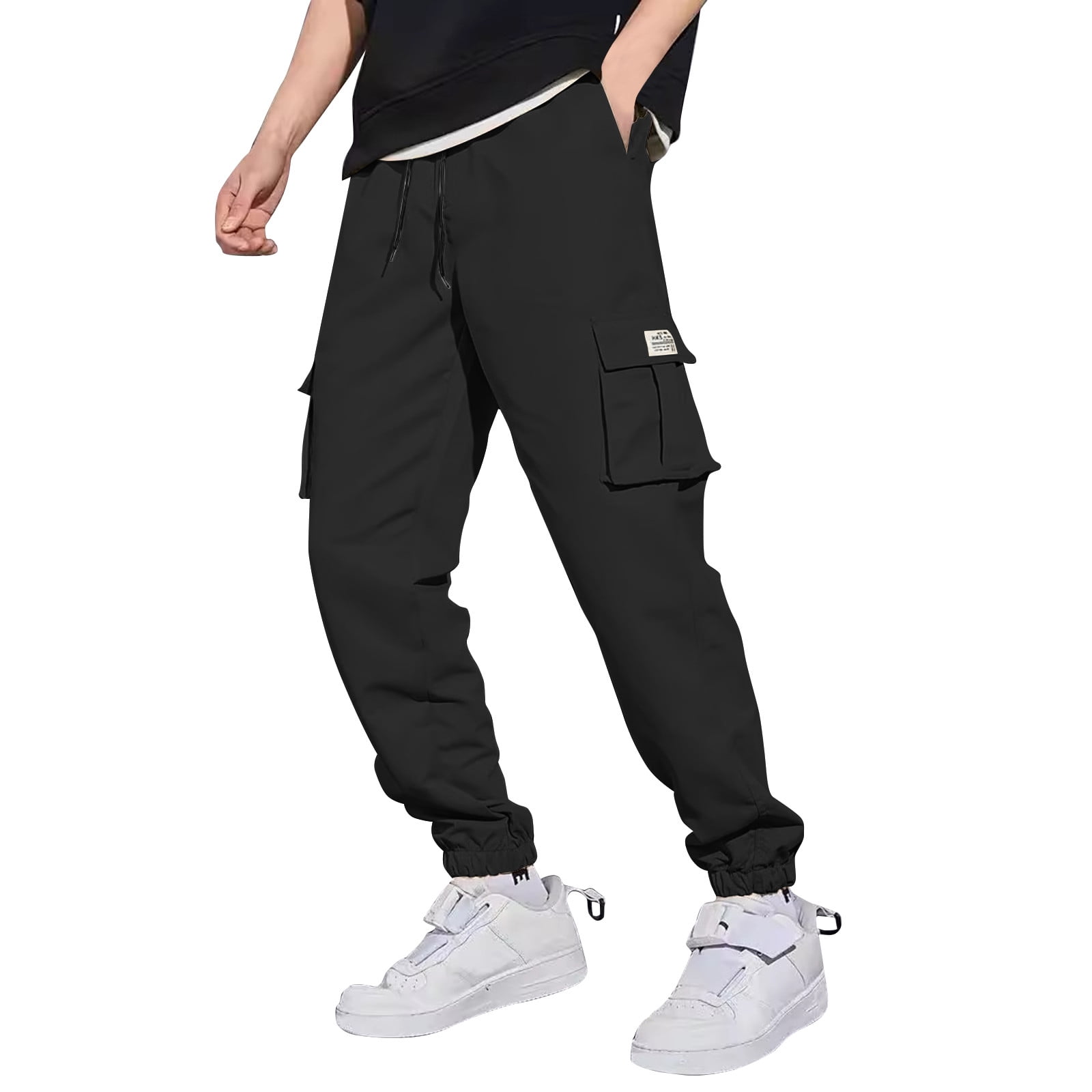 Biziza Trendy Cargo Pants for Men Black Loose Long 2025 2025 Cinch ...