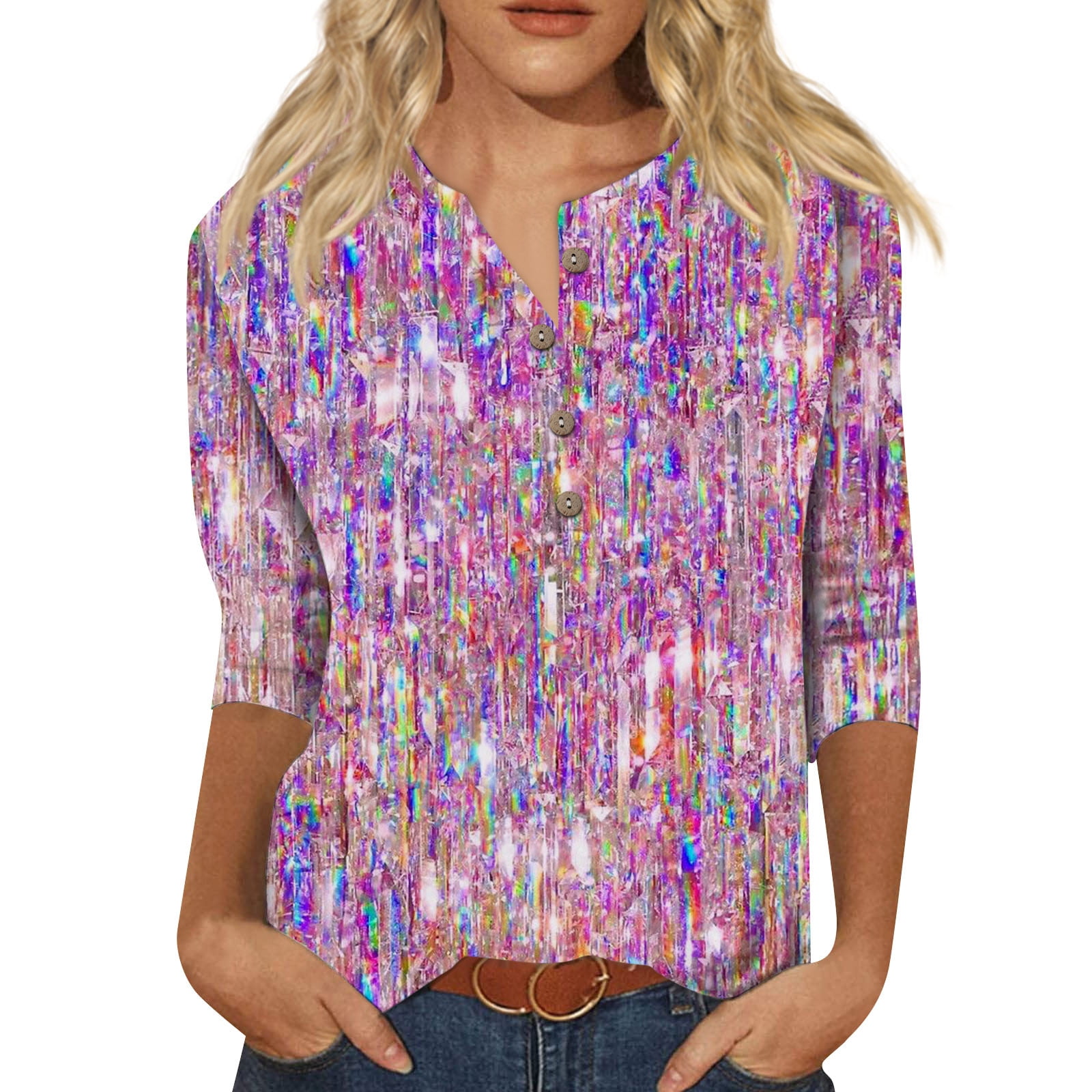 Biziza Women Sparkly Sequin Tops Shimmer Glam Art Deco Rave Party