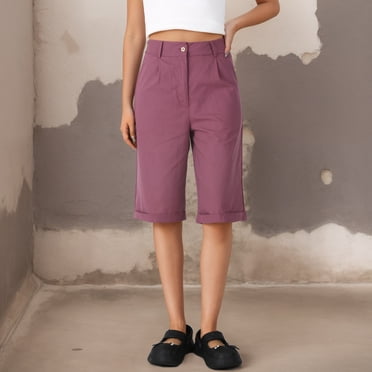 Rafaella Ladies Stretch Fashion Button Comfort Bermuda Short (Cosmo Pink, 18) - Walmart.com