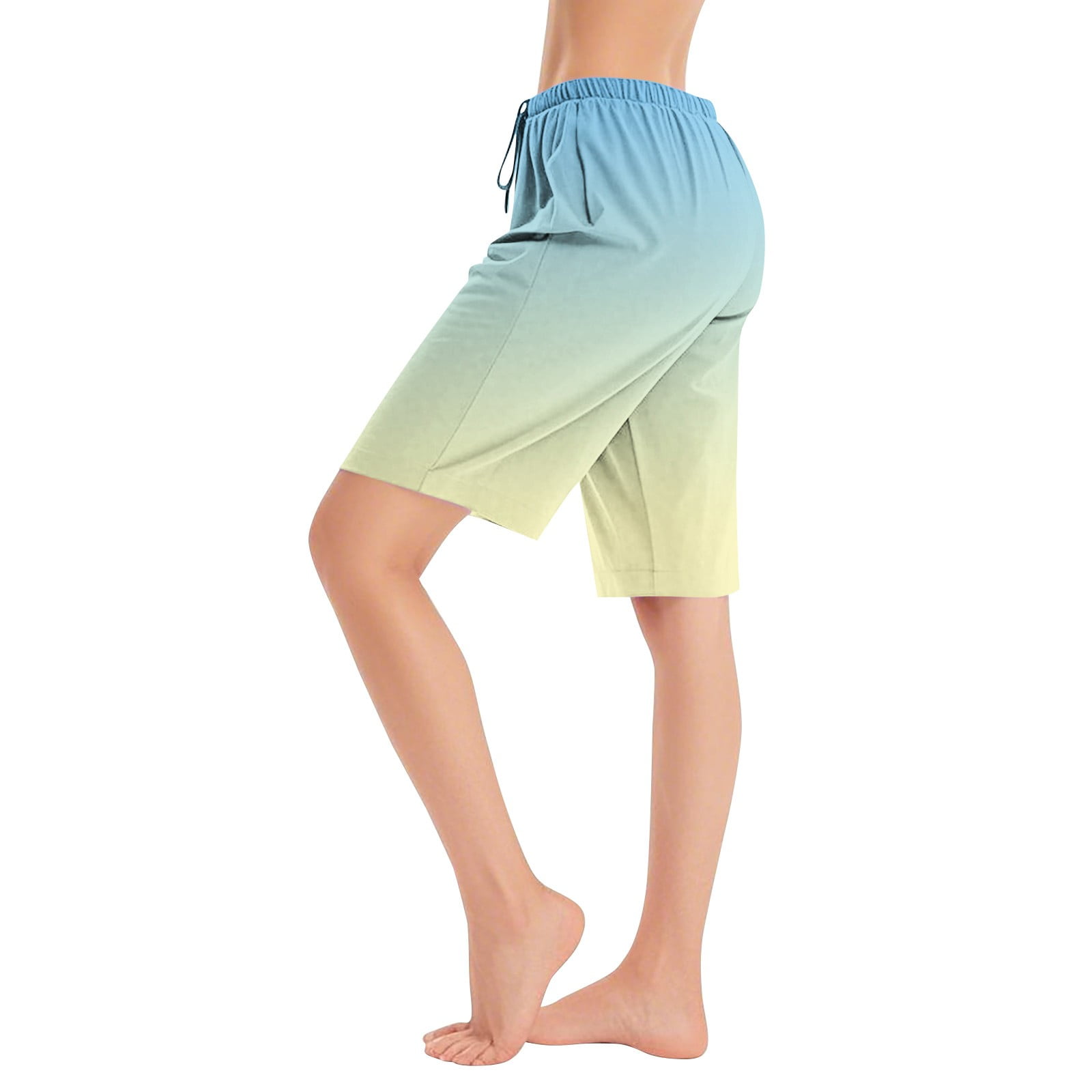 Biziza Yellow Running Shorts for Women 2025 Casual Gradient Workout ...