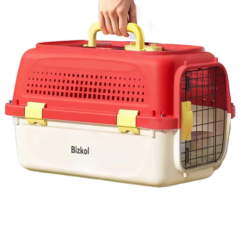 Bizkol Portable kennels, Plastic Dog/Cat Crate Portable Travelling Pet ...