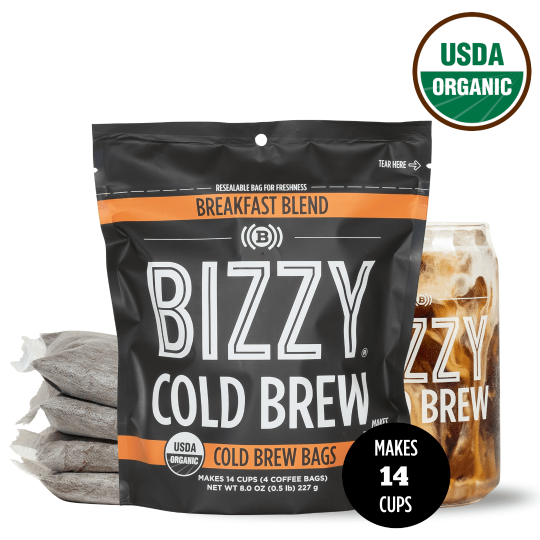 Bizzy Organic Cold Brew Coffee | Breakfast Blend | Coarse Ground | 100% ...
