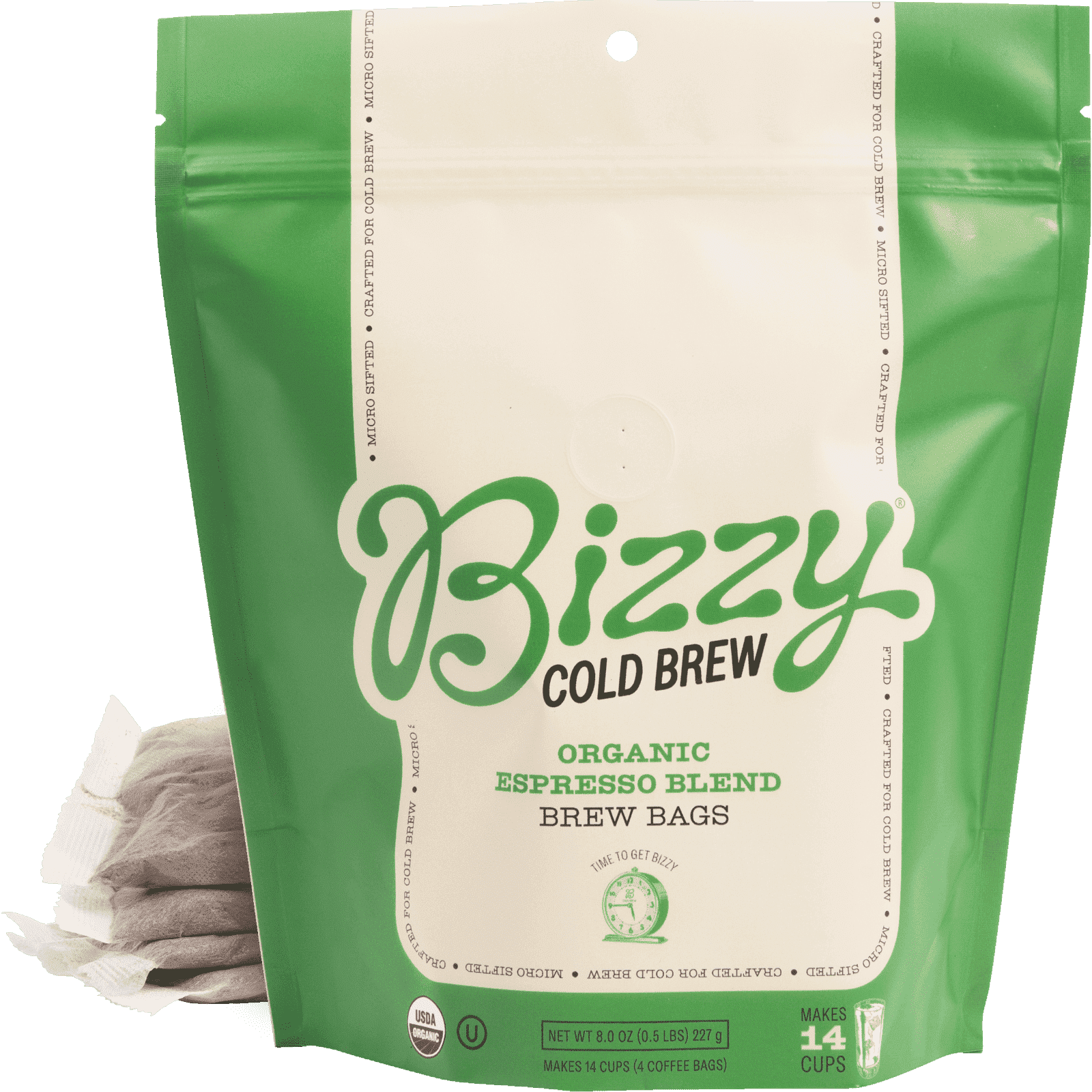 Bizzy Organic Cold Brew Espresso Blend Coffee, 4 Coarse Ground Brew ...