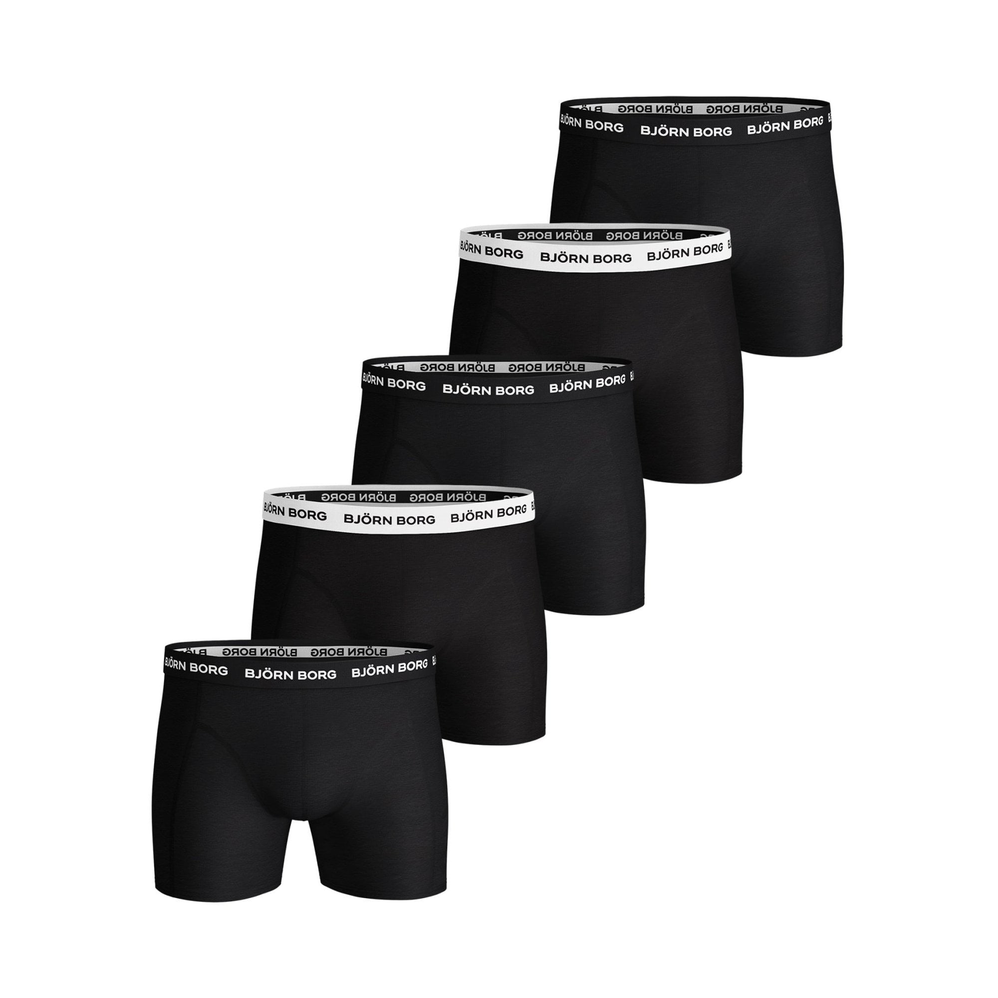 Björn Borg Men Boxershorts 5-Pack - Pants, Cotton Stretch, Logo Waistband Black M (Medium ...