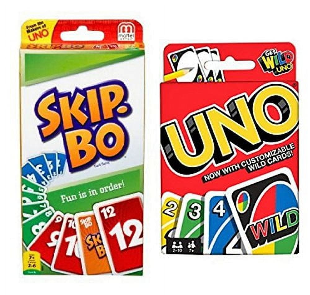 Bjdesign Skip Bo Card Game, Bundled with UNO Playing Cards, Assorted ...