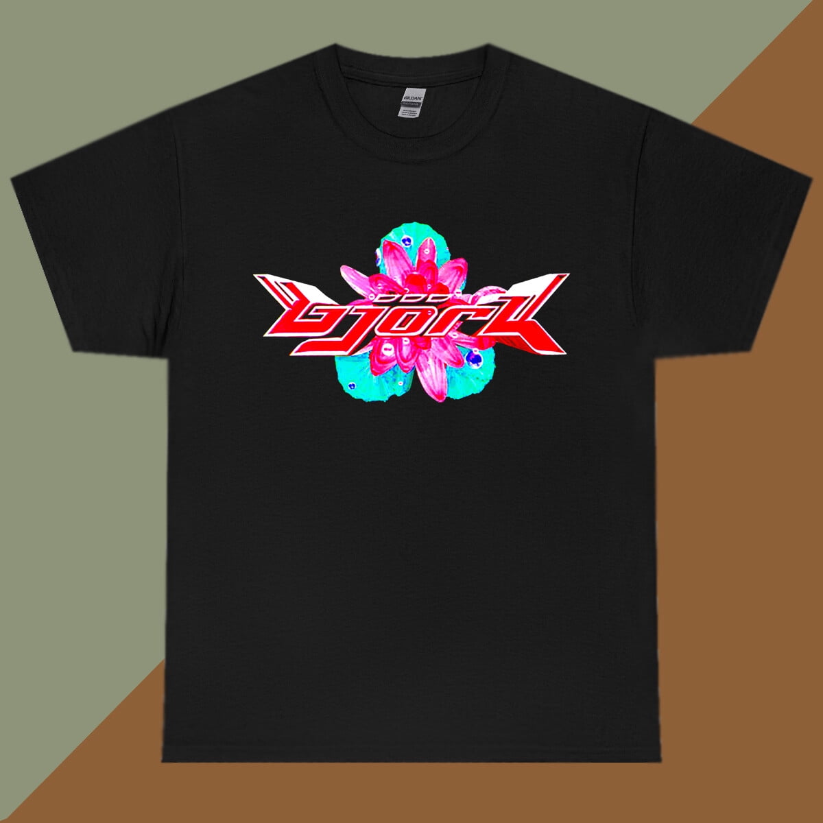 Bjork Classic Retro Flower Logo DTG Print Heavy Cotton T-shirt USA ...