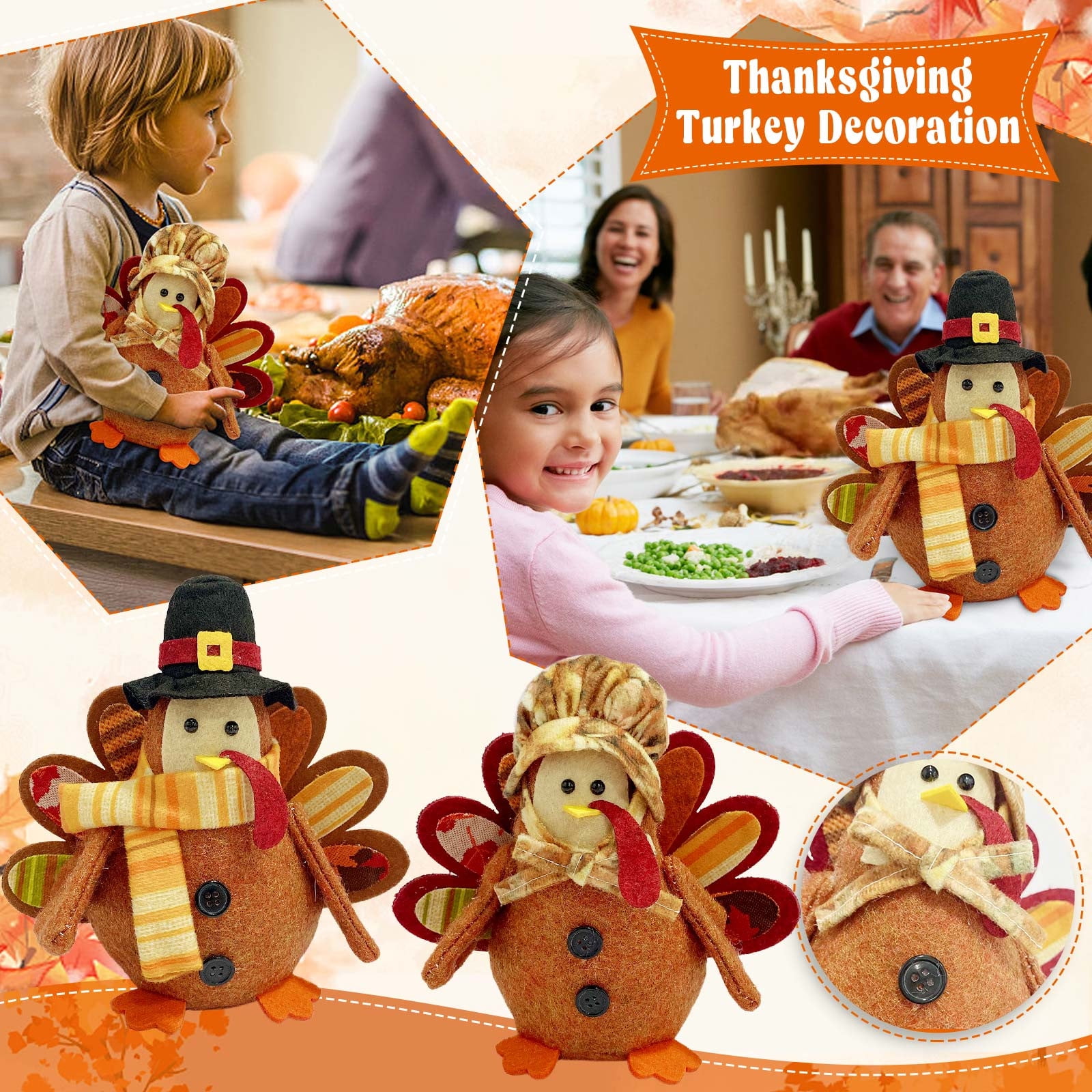 Bjutir 2 Pcs Thanksgiving Table Decoration Doll Leaf Autumn Decoration ...