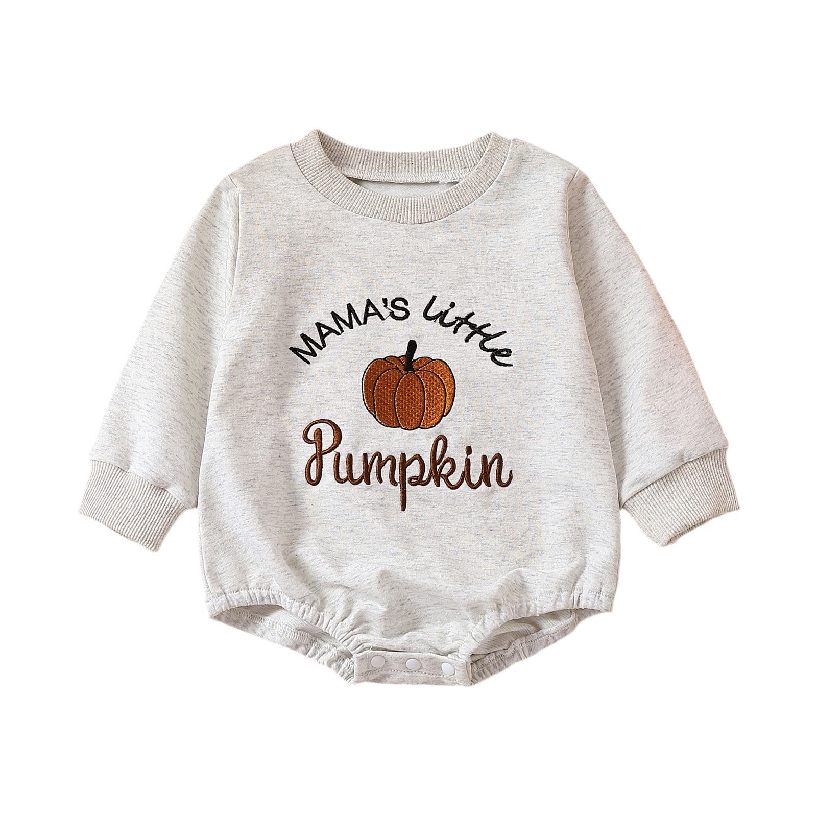 Bjutir Baby Girl Halloween Outfit Letter Pumpkin Print Romper Long Sleeve Crew Neck Warm ...