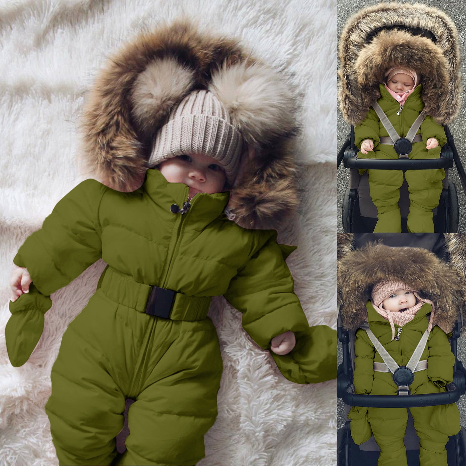 Bjutir Baby Toddler Coat Bodysuit Boys Girls Winter Long Sleeve Solid ...
