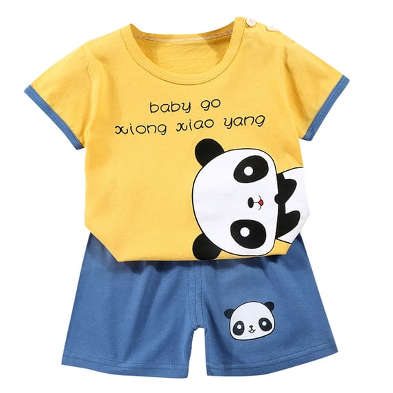 Bjutir Boys Outfit Set Animal Cartoon Print Short Sleeve Crew Neck ...