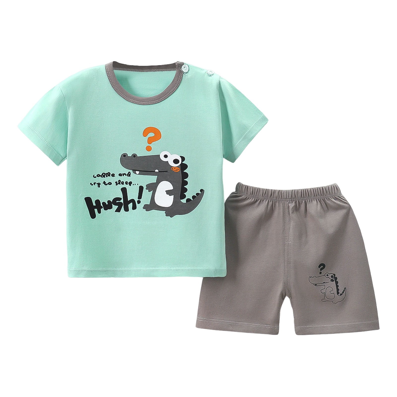 Bjutir Boys Outfit Set Cartoon Print Short Sleeve Crew Neck Shirt With ...
