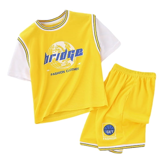 Bjutir Boys Outfit Set Letter Print Short Sleeve Crew Neck Shirt With ...
