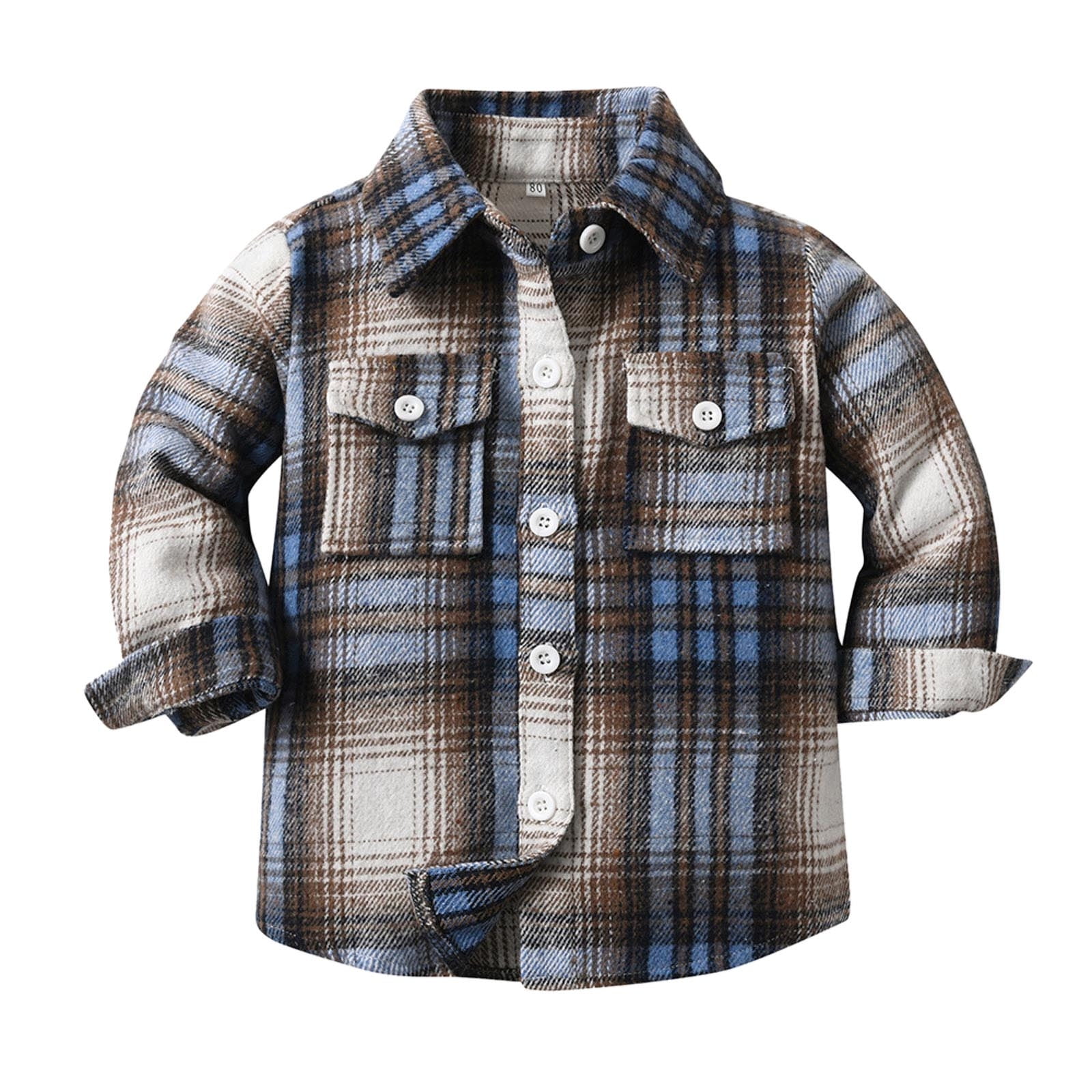 Bjutir Boys Tops Toddler Girls Shirt Coat Jacket Plaid Long Sleeve Kids Lapel Button Outwear ...