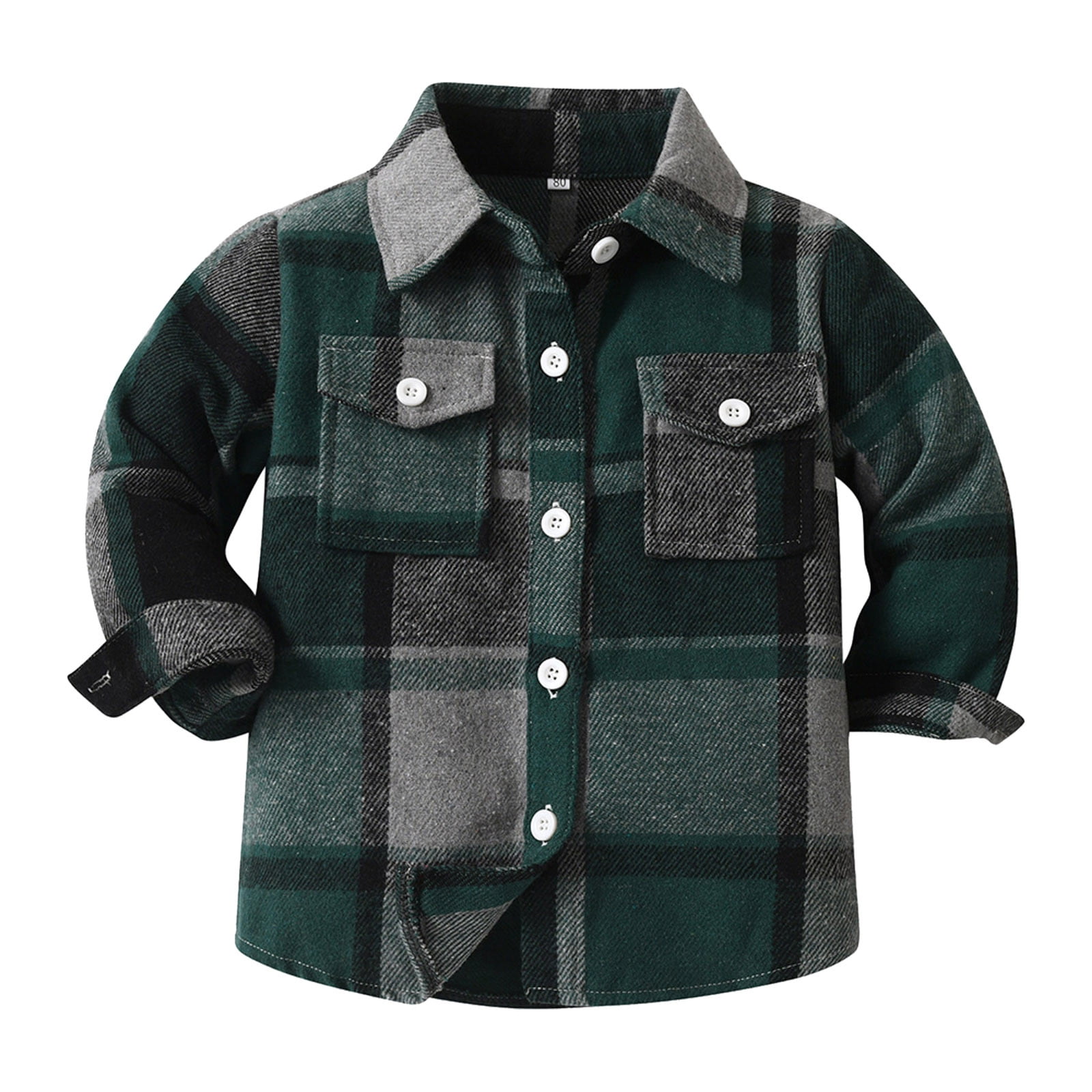 Bjutir Boys Tops Toddler Girls Shirt Coat Jacket Plaid Long Sleeve Kids Lapel Button Outwear ...