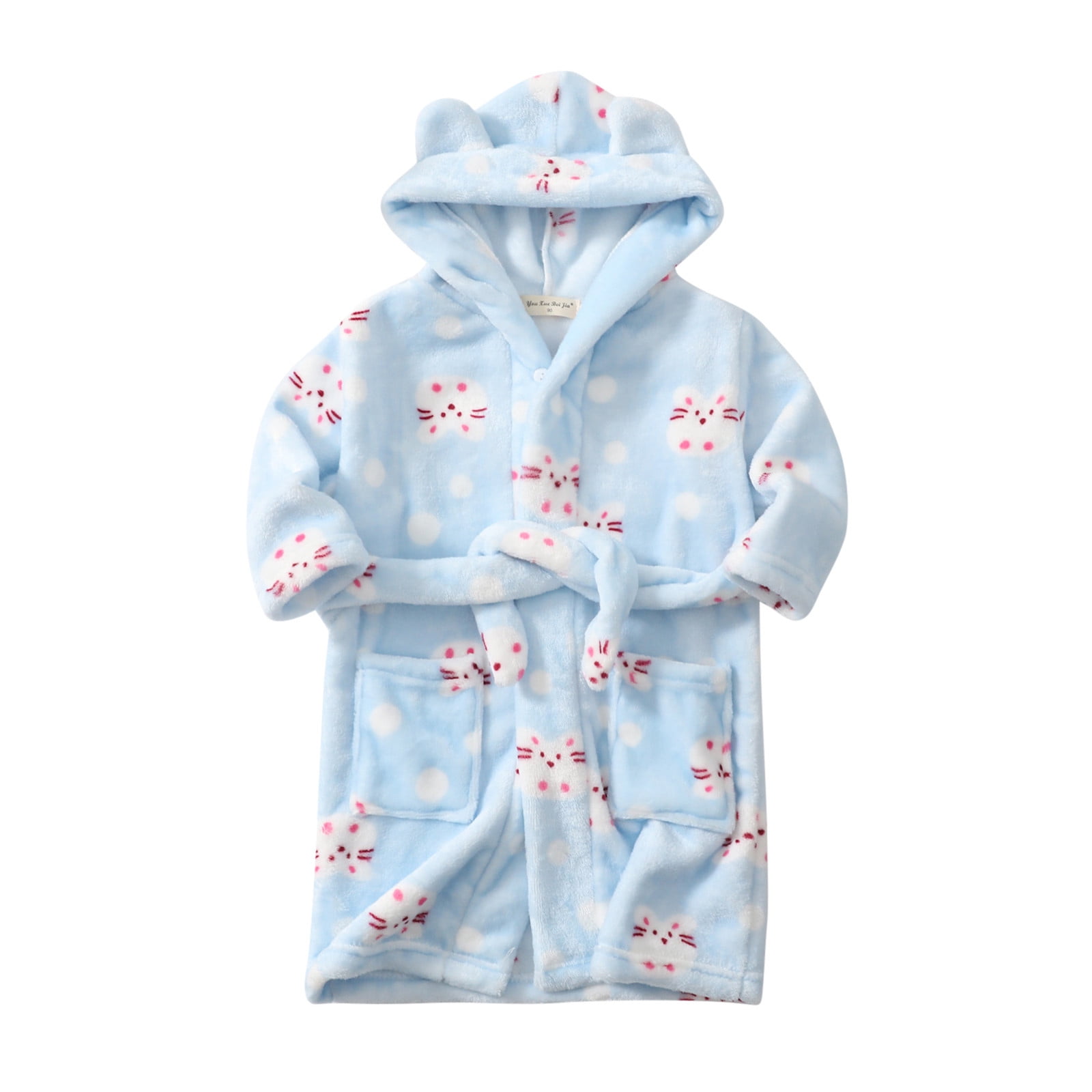 Bjutir Cartoon Print Robe For Boys Toddler Kids Girls Bathrobes Hooded ...