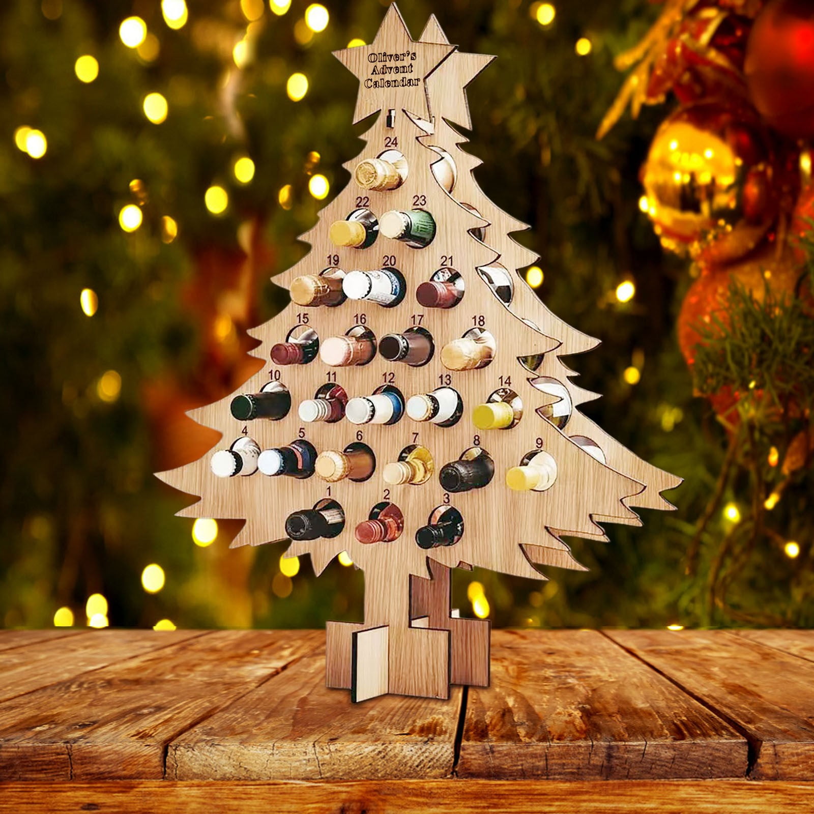 Bjutir Christmas Advent Calendar 2024 Countdown Wine Rack Tree Bottle ...