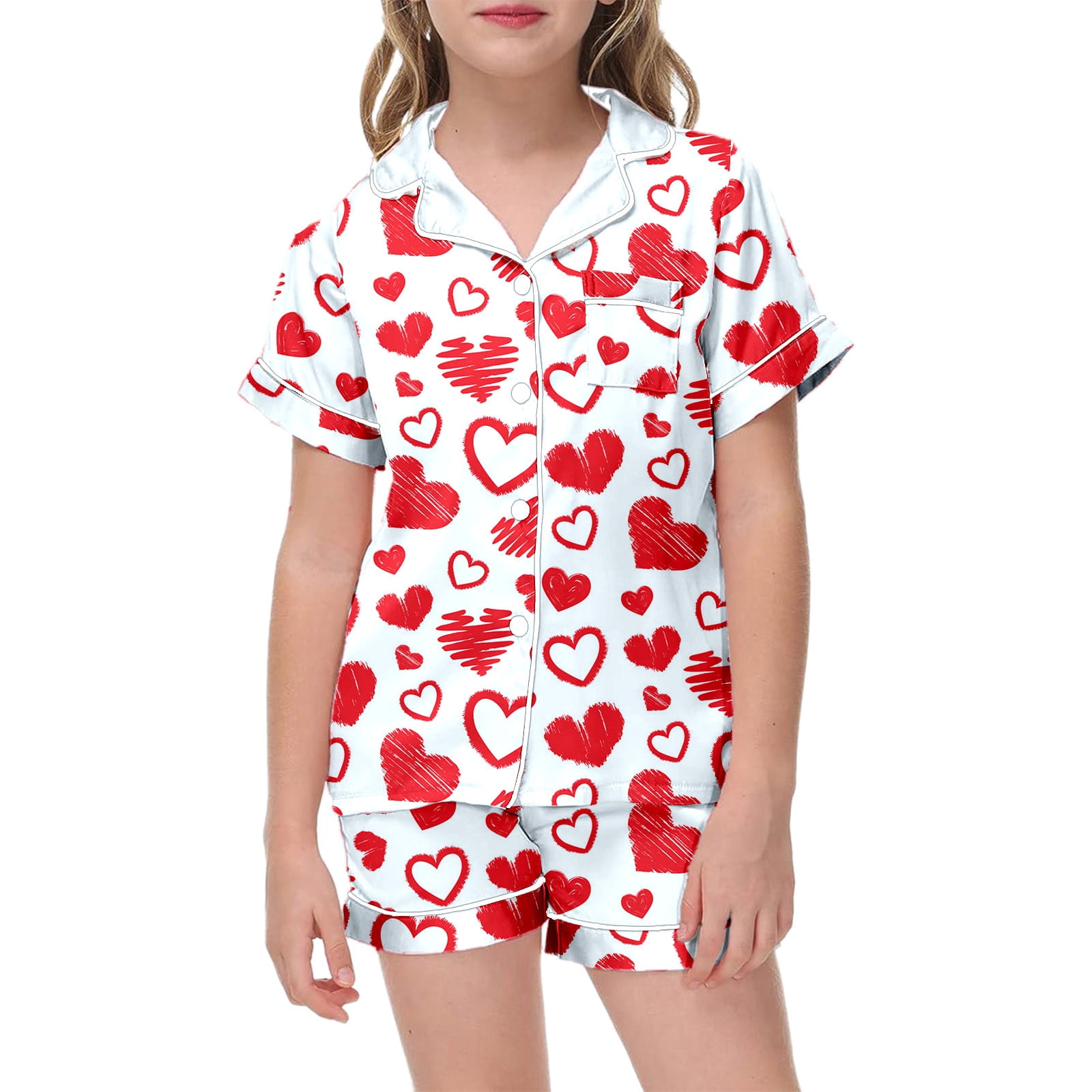 Bjutir Cute Girls Pajamas Size 12-13 Years Heart Printed Pajamas Short ...