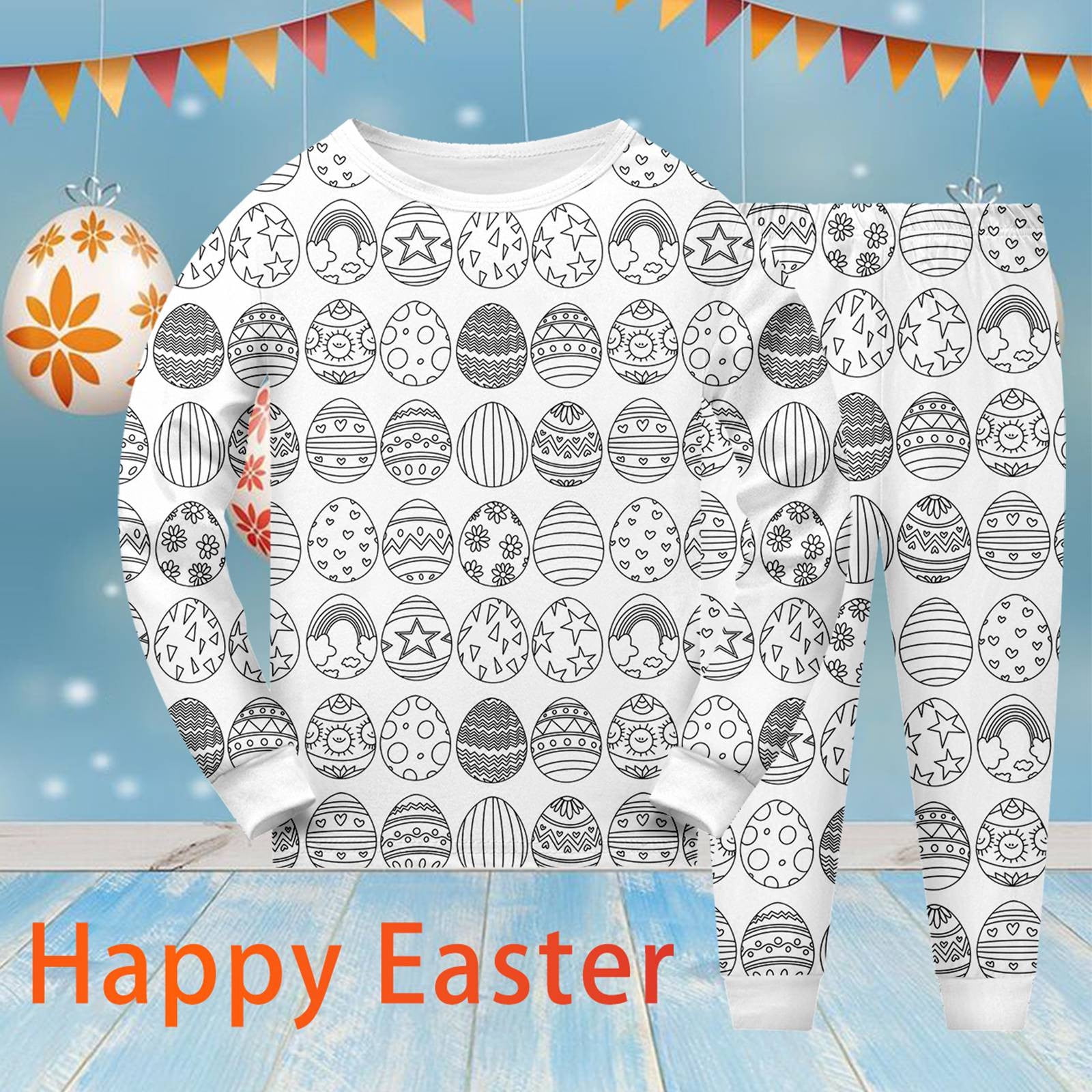 Bjutir Cute Girls Pajamas Size 2-3 Years Kid Easter Diy Hand Painted ...