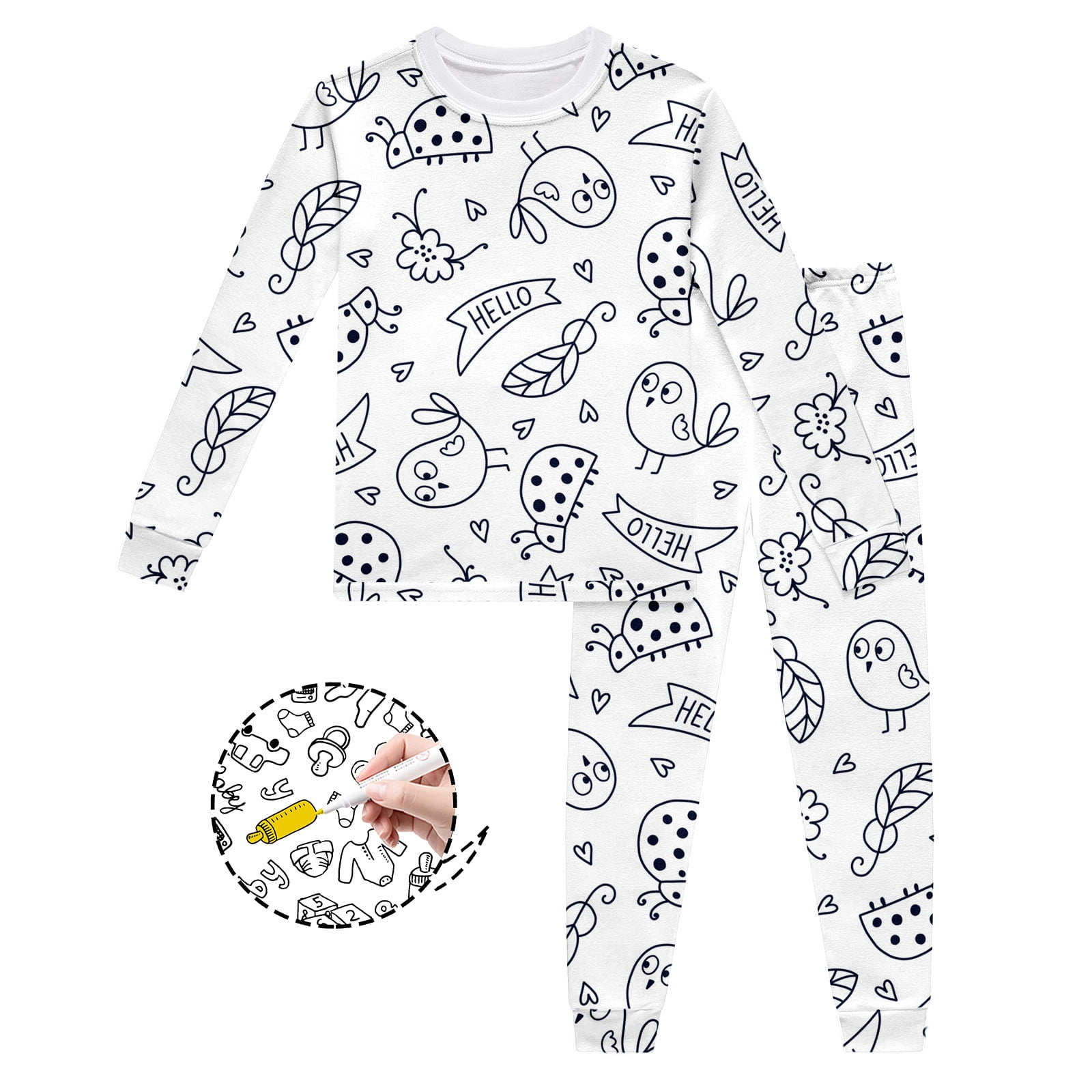 Bjutir Cute Girls Pajamas Size 8-9 Years Crew Neck Long Sleeve Top ...