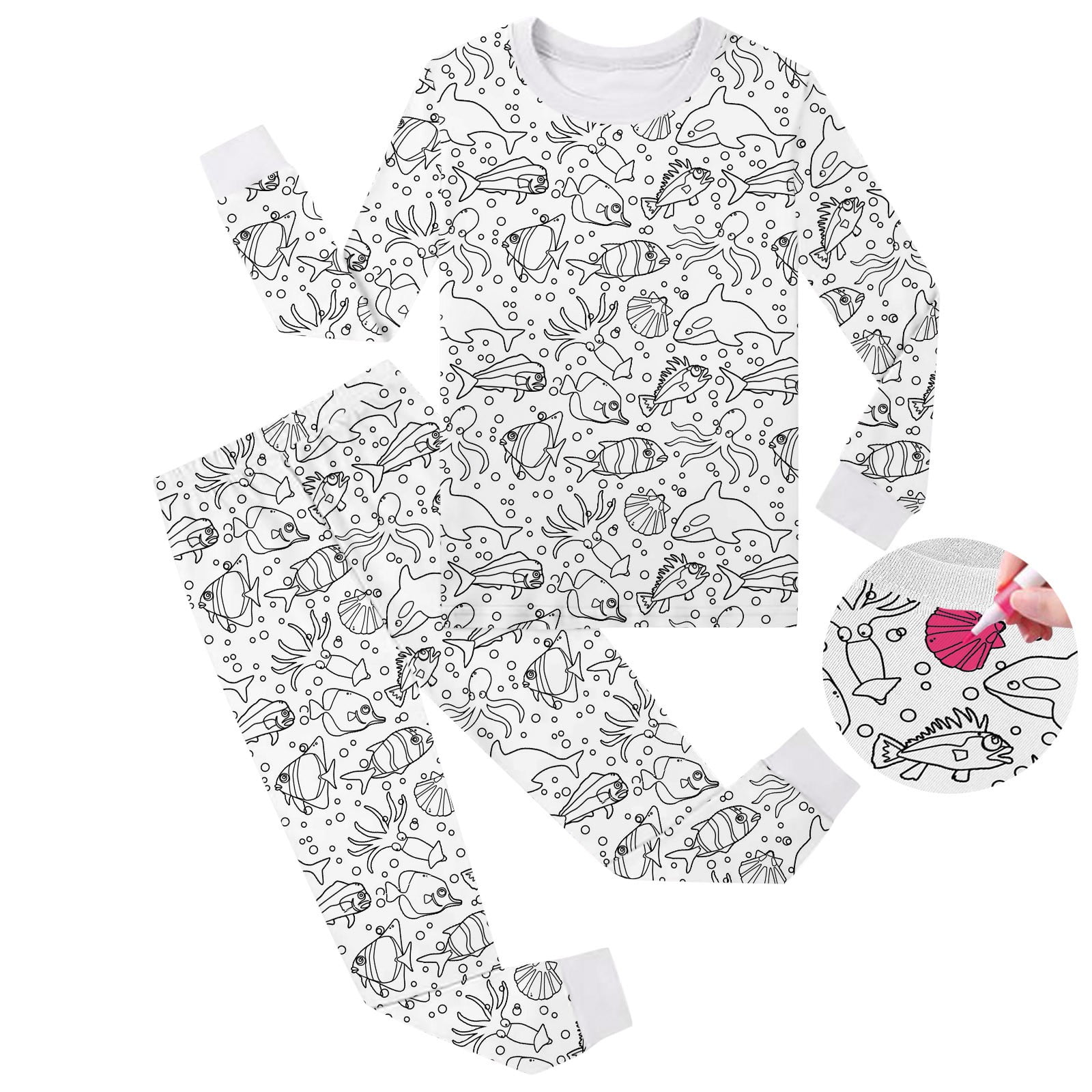 Bjutir Cute Girls Pajamas Size 8-9 Years Crew Neck Long Sleeve Top ...