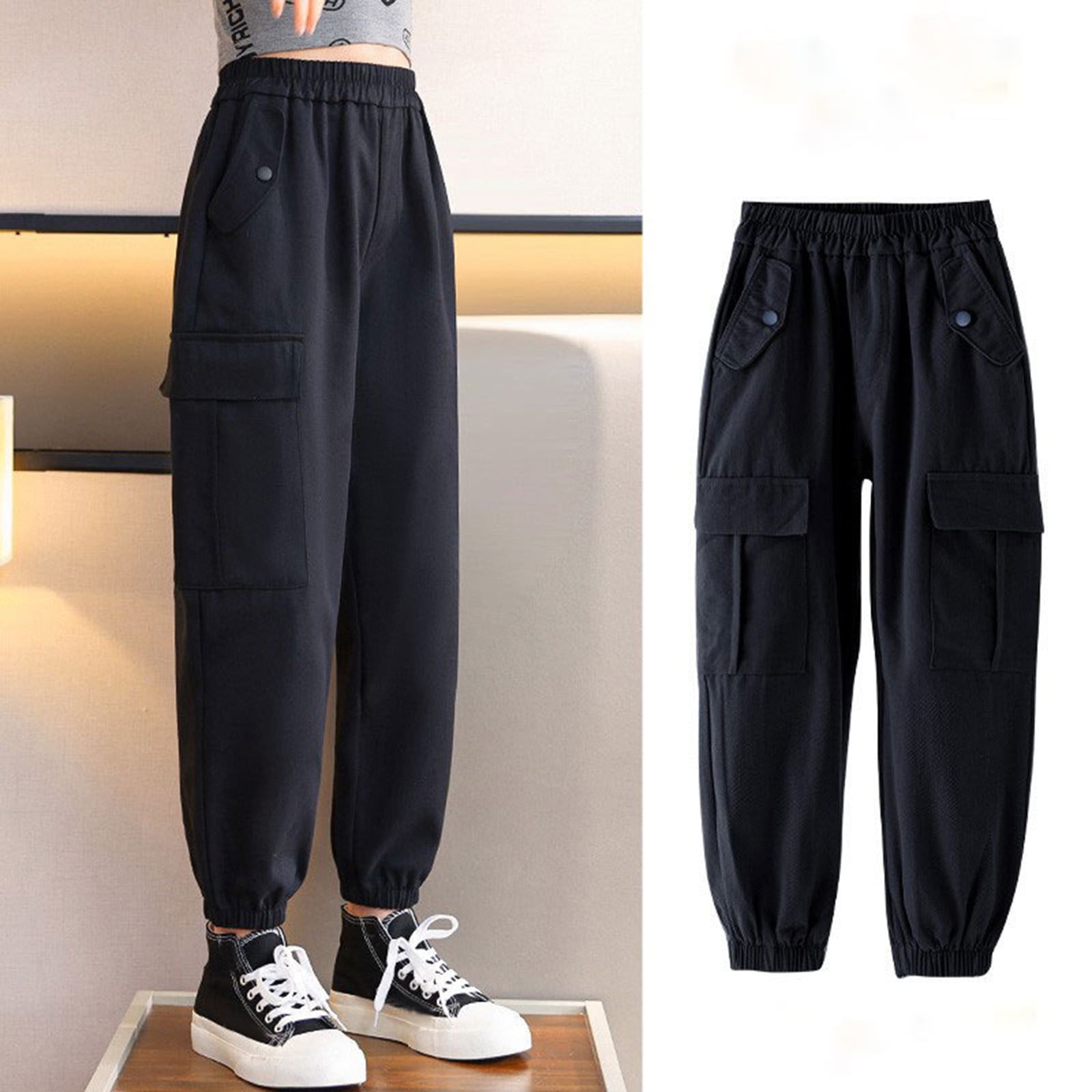 Bjutir Fashion Cargo Pants For Girls Casual High Waisted Loose Fit Long ...