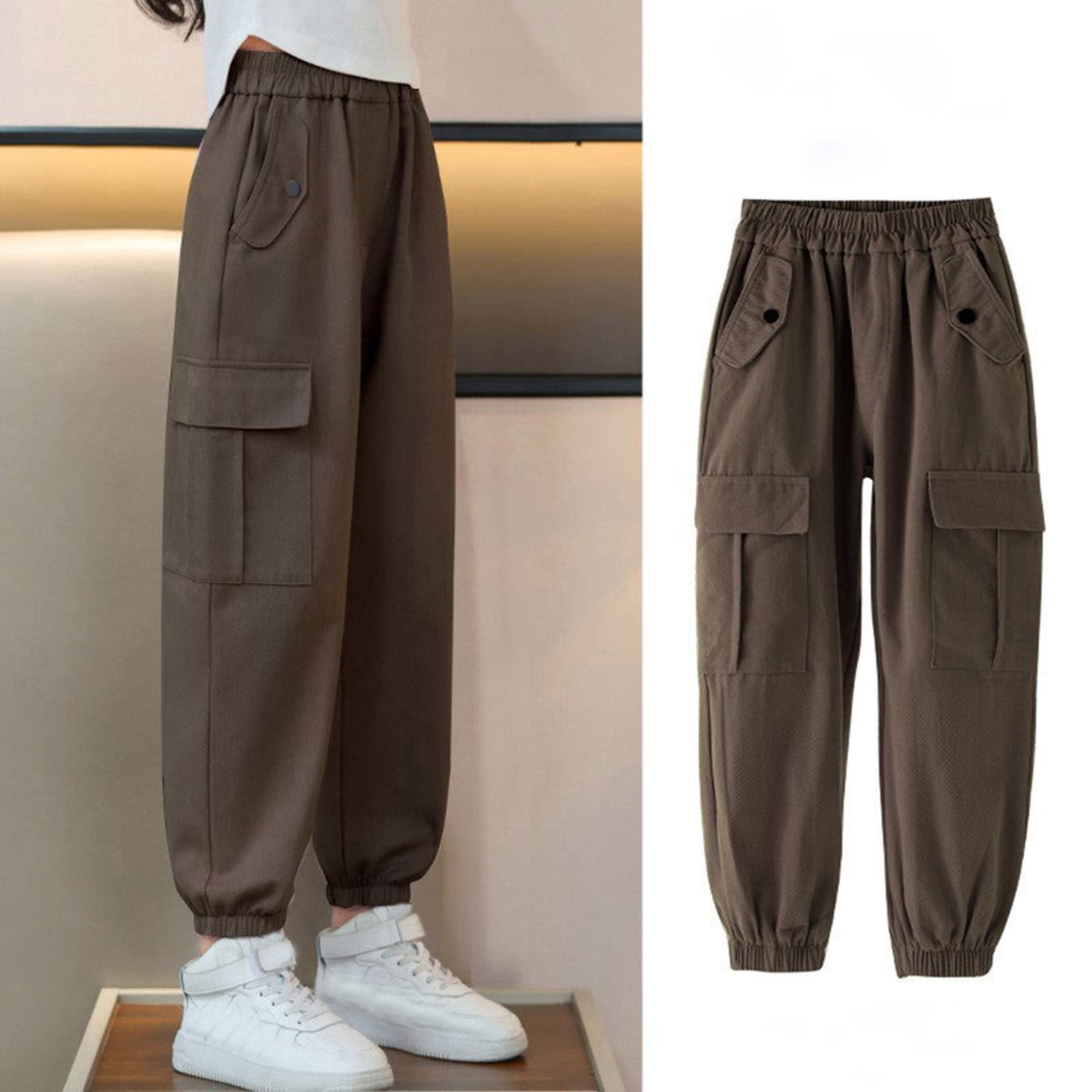 Bjutir Fashion Cargo Pants For Girls Casual High Waisted Loose Fit Long ...