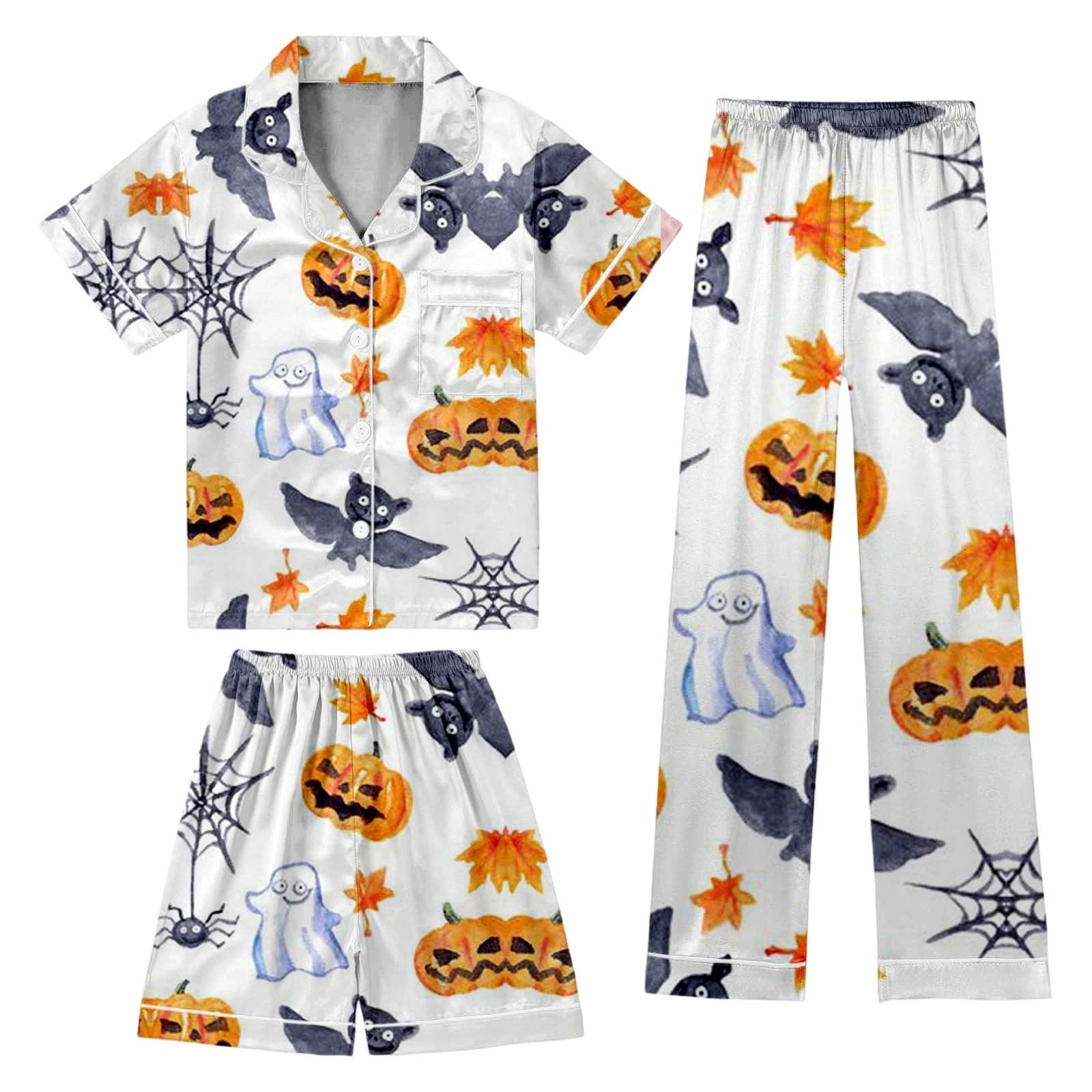 Bjutir Girl Pajamas Halloween Pajama Set Girls Pumpkin Print Comfy ...