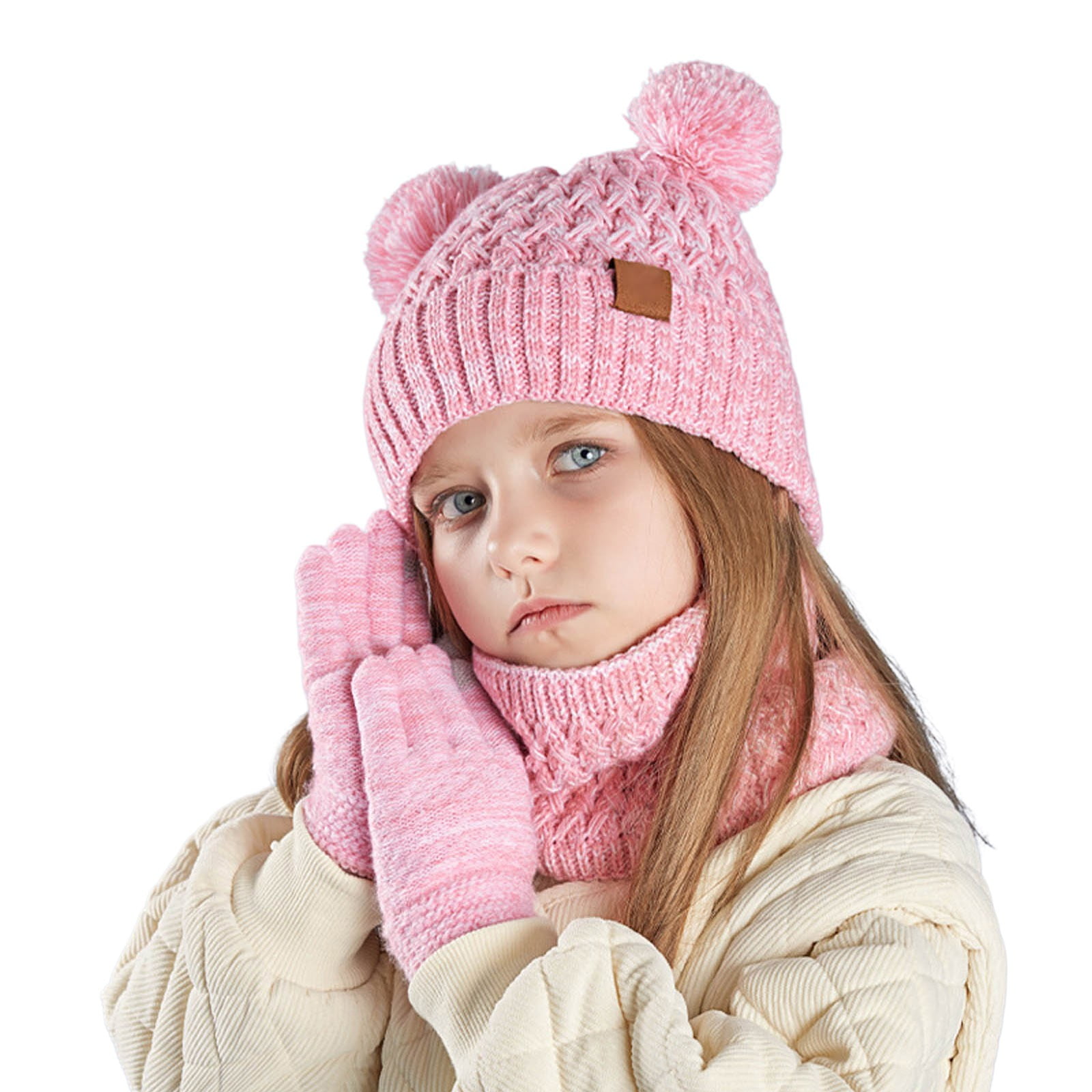 Bjutir Girls Hat Scarf And Glove Set Fashionable Outdoor Baby Warm Soft ...