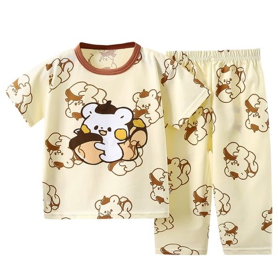 Bjutir Girls Outfit Set Cartoon Print Short Sleeve Crew Neck Shirt With ...