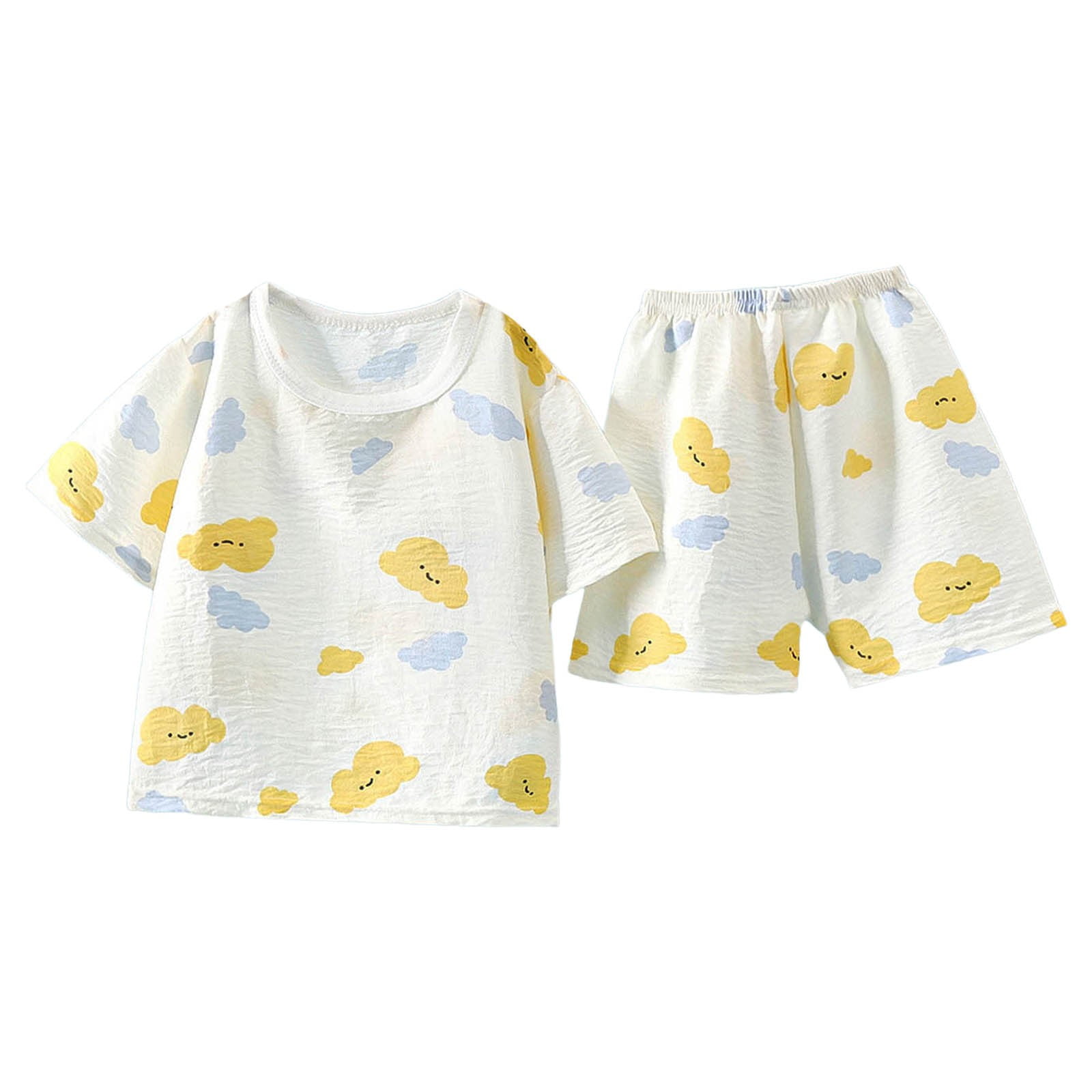 Bjutir Girls Outfit Set Cloud Cartoon Print Short Sleeve Crew Neck ...