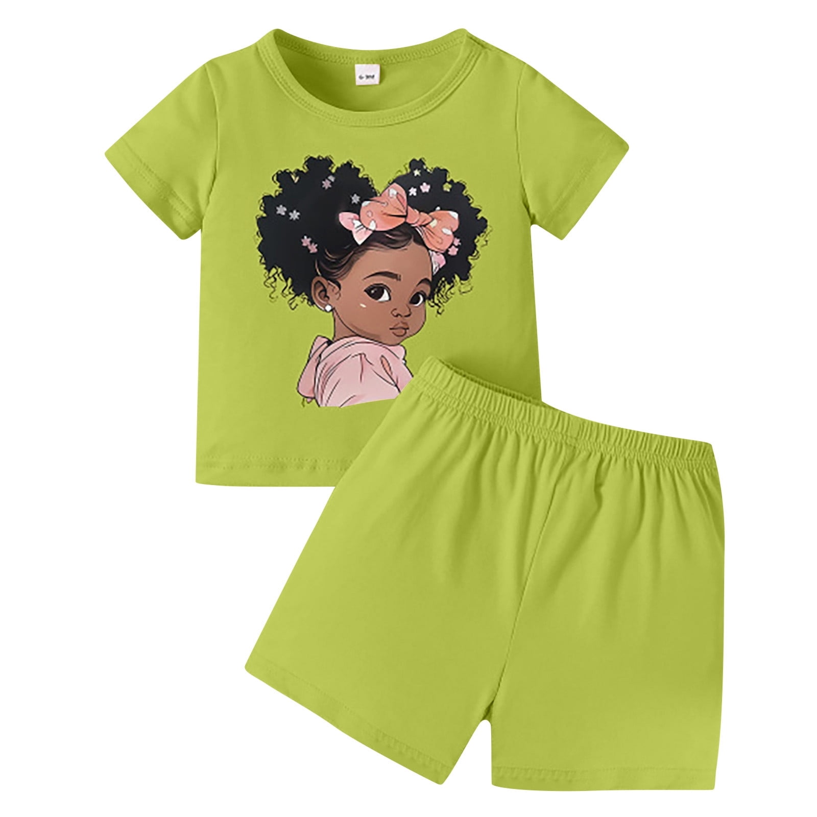 Bjutir Girls Outfit Set Graphic Print Short Sleeve Crew Neck Shirt With ...