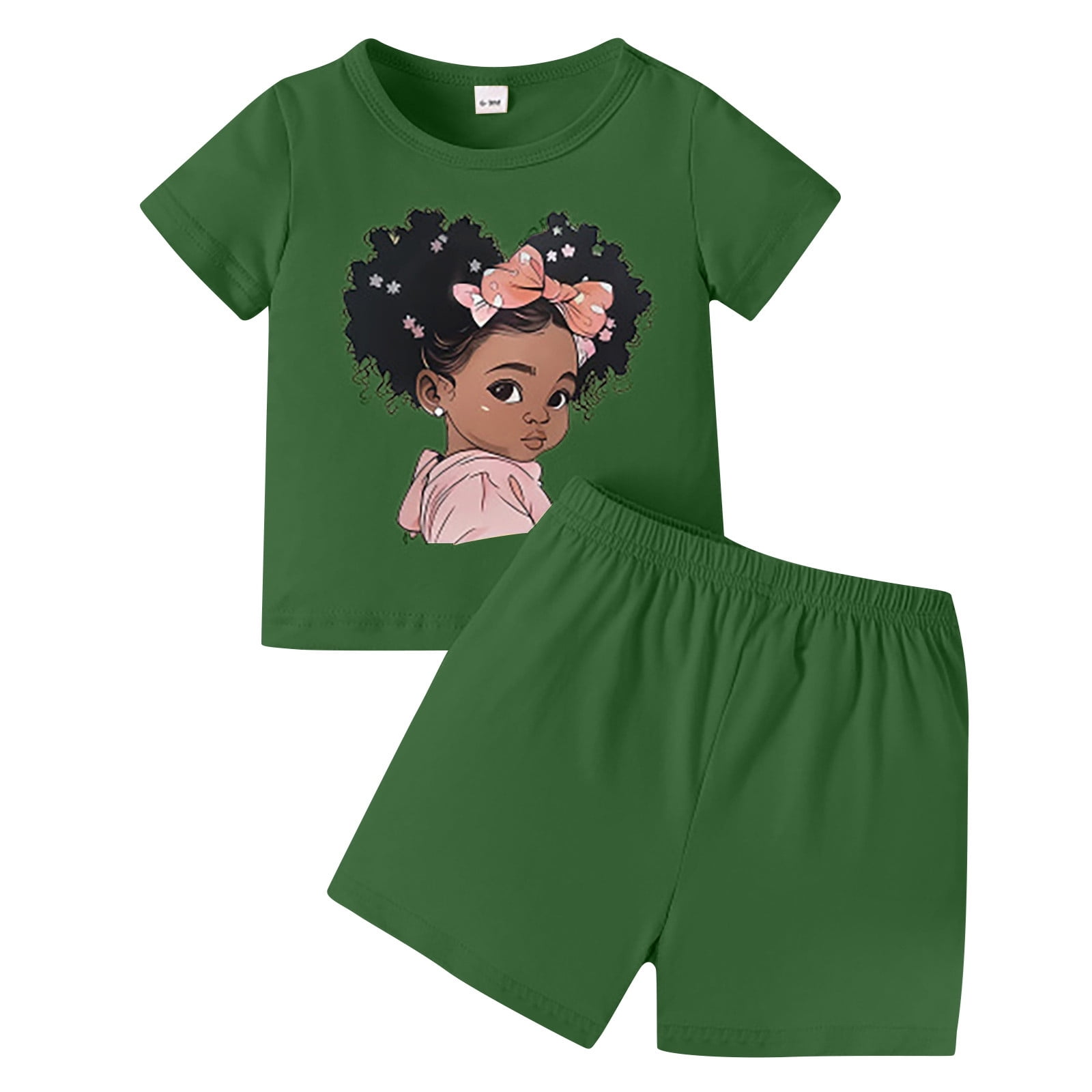 Bjutir Girls Outfit Set Graphic Print Short Sleeve Crew Neck Shirt With ...