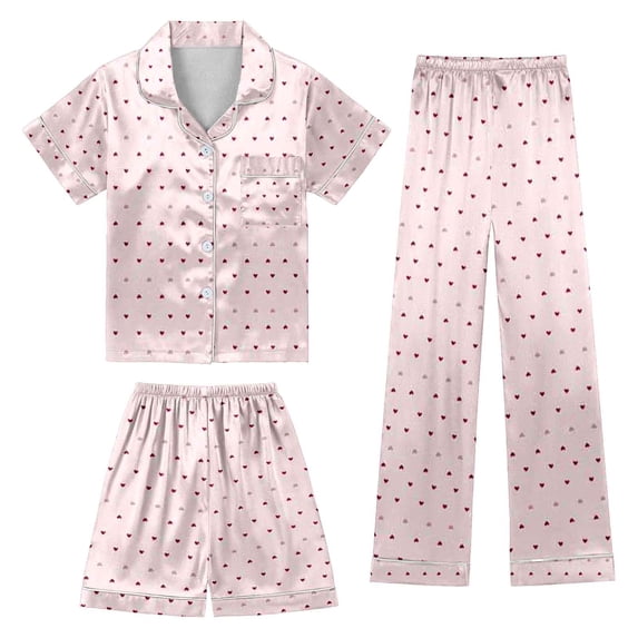 Bjutir Girls Outfit Set Polka Dot Print Short Sleeve Lapel Neck Shirt ...