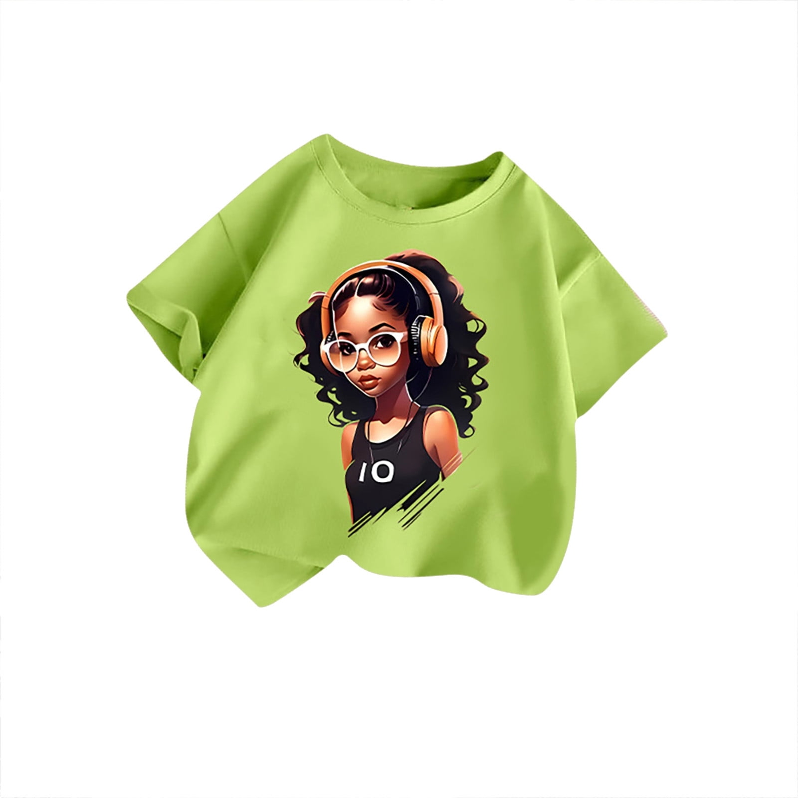 Bjutir Girls Shirts Summer Cute Graphic Print Short Sleeve Crew Neck ...