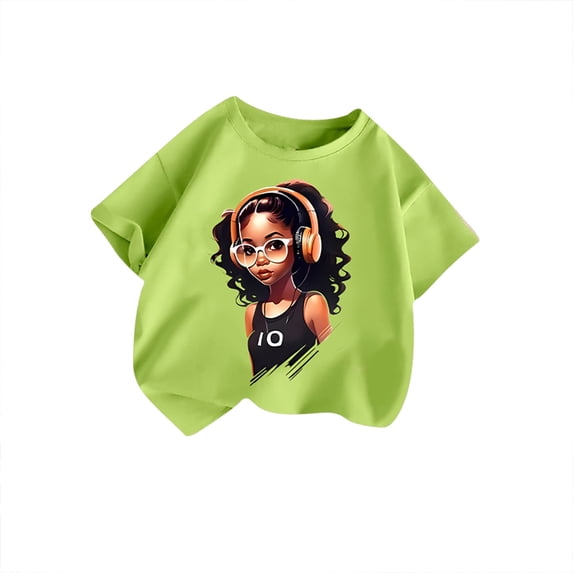 Bjutir Girls Shirts Summer Cute Graphic Print Short Sleeve Crew Neck ...