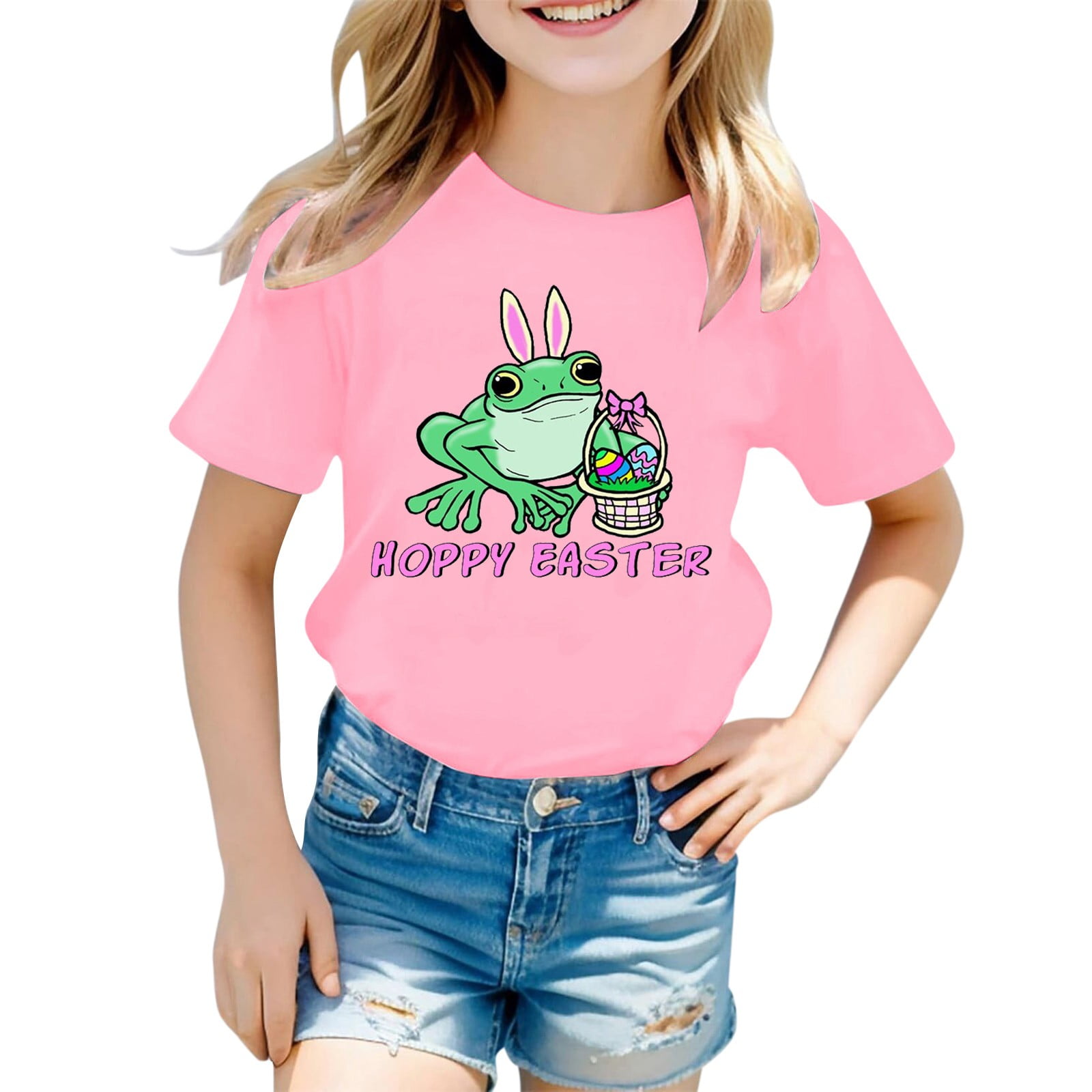 Bjutir Girls Shirts Summer Cartoon Print Short Sleeve Crew Neck Tops ...