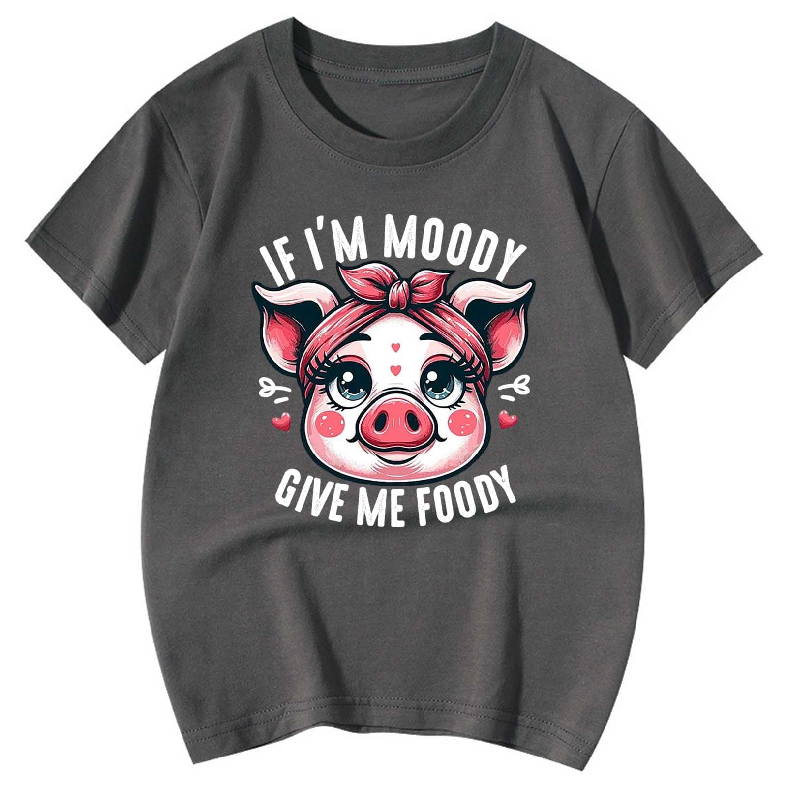 Bjutir Girls Shirts Summer Letter Animal Cartoon Print Short Sleeve ...