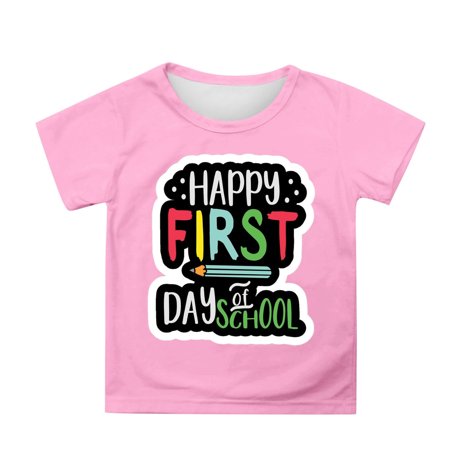 Bjutir Girls Shirts Summer Letter Cartoon Print Short Sleeve Crew Neck ...