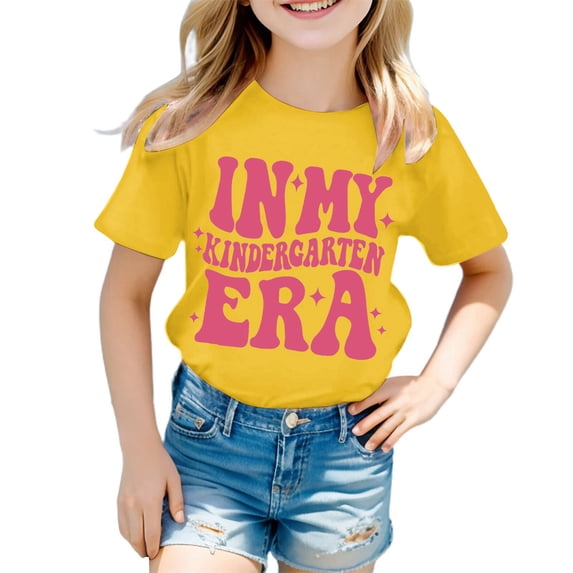 Bjutir Girls Shirts Summer Letter Print Short Sleeve Crew Neck Tops ...