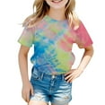 Bjutir Girls Shirts Summer Tie Dye Print Short Sleeve Crew Neck Tops ...