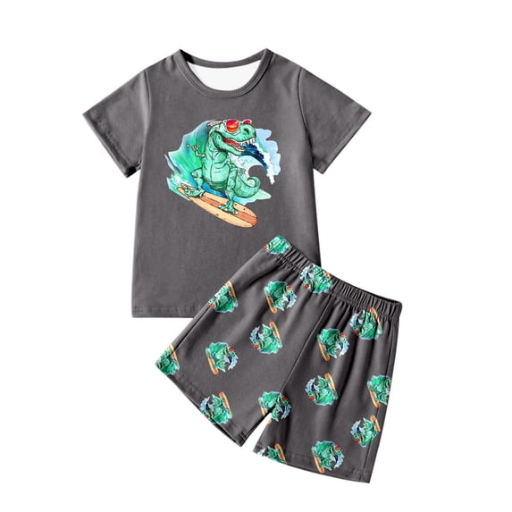 Bjutir Kids Boys Outfit Set Dinosaur Print Short Sleeve Crew Neck Shirt ...